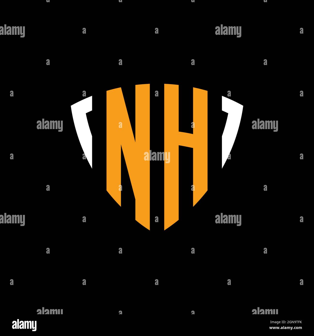 NH logo with shield white orange shape design template isolated on ...