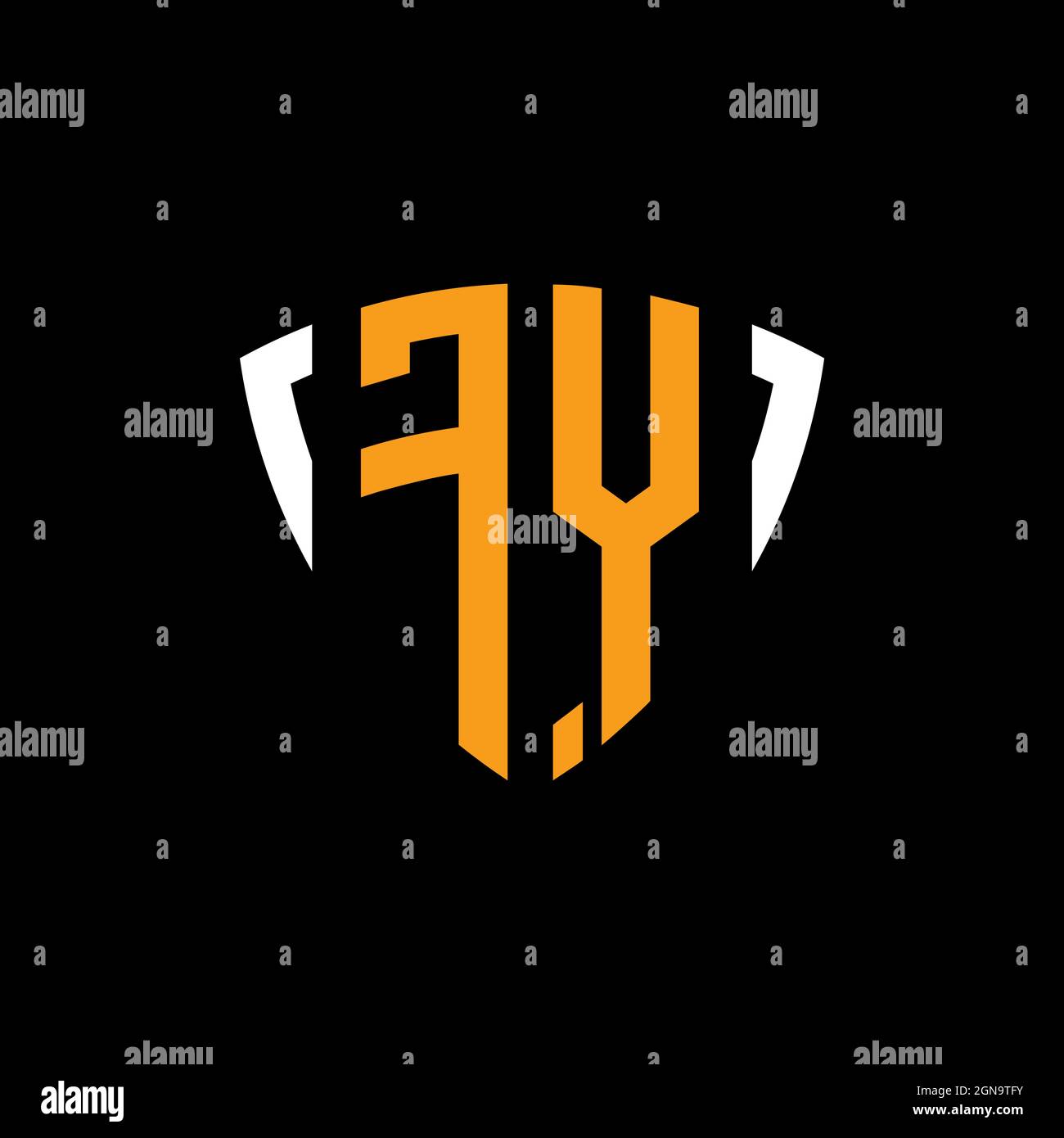 FY logo with shield white orange shape design template isolated on ...