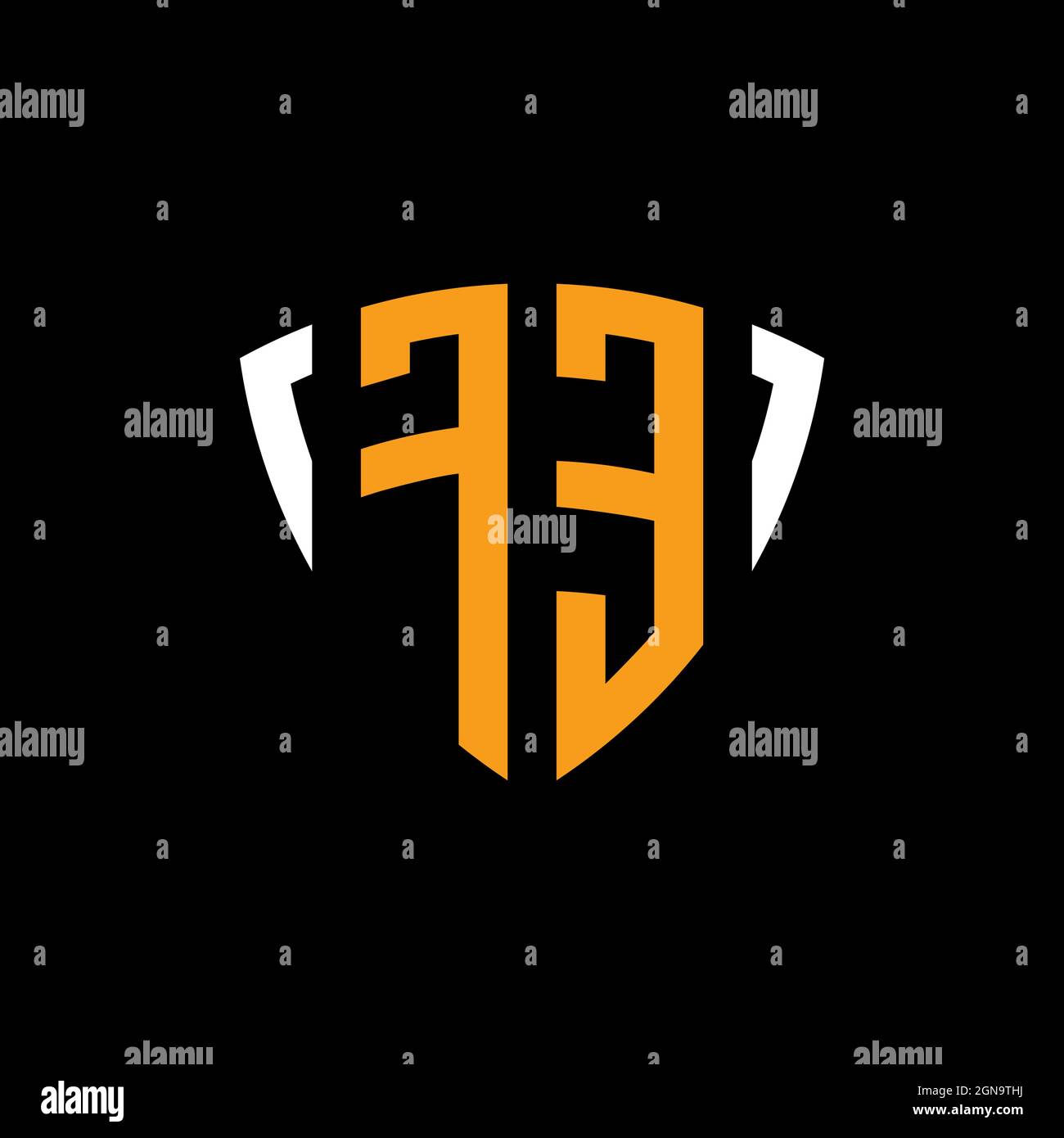 FE logo with shield white orange shape design template isolated on ...