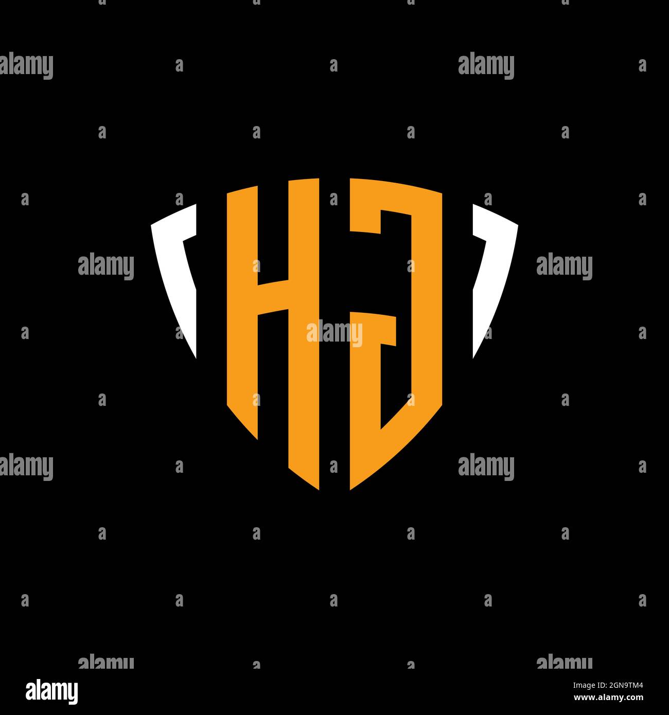 HG logo with shield white orange shape design template isolated on ...