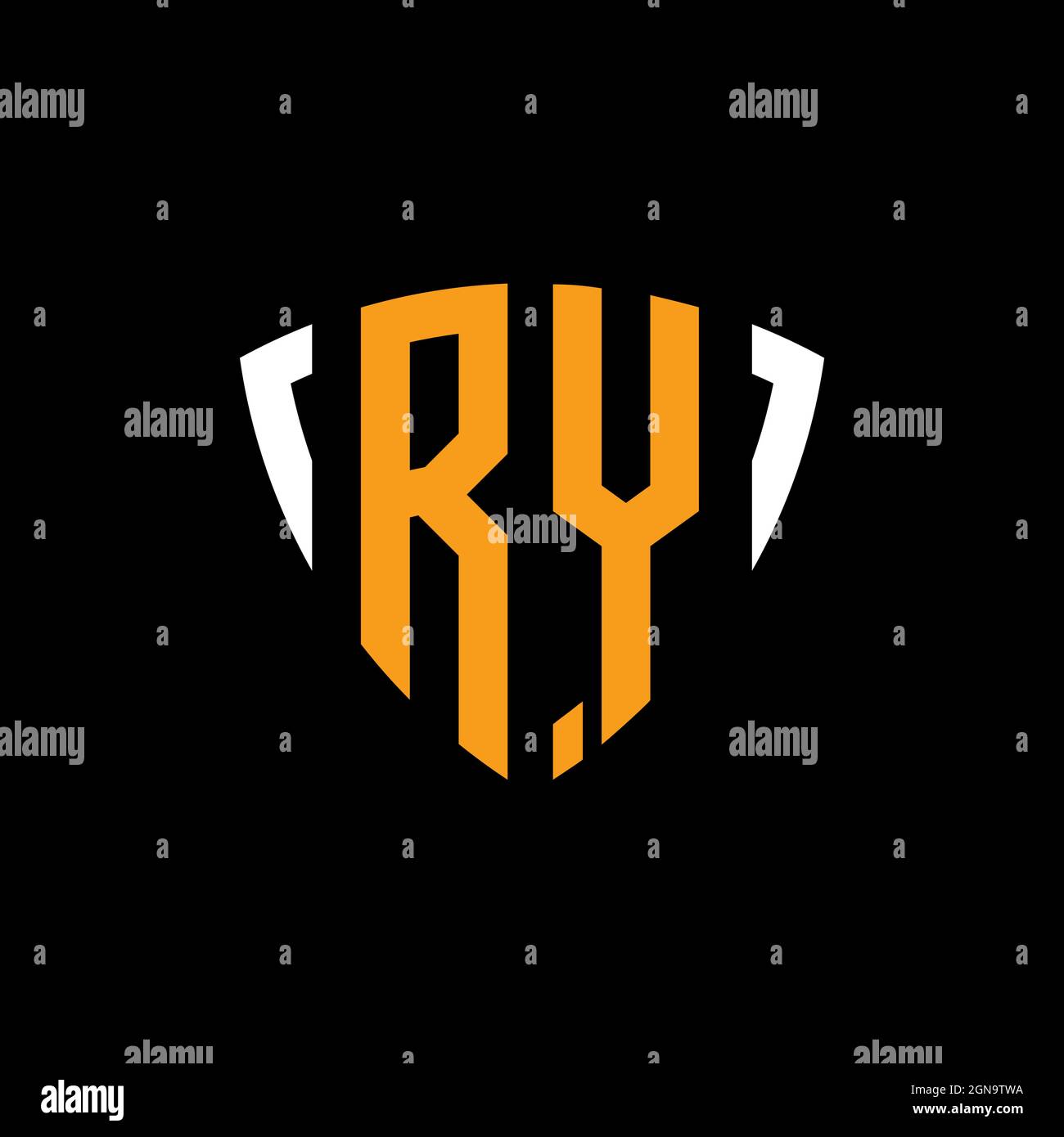 RY logo with shield white orange shape design template isolated on ...