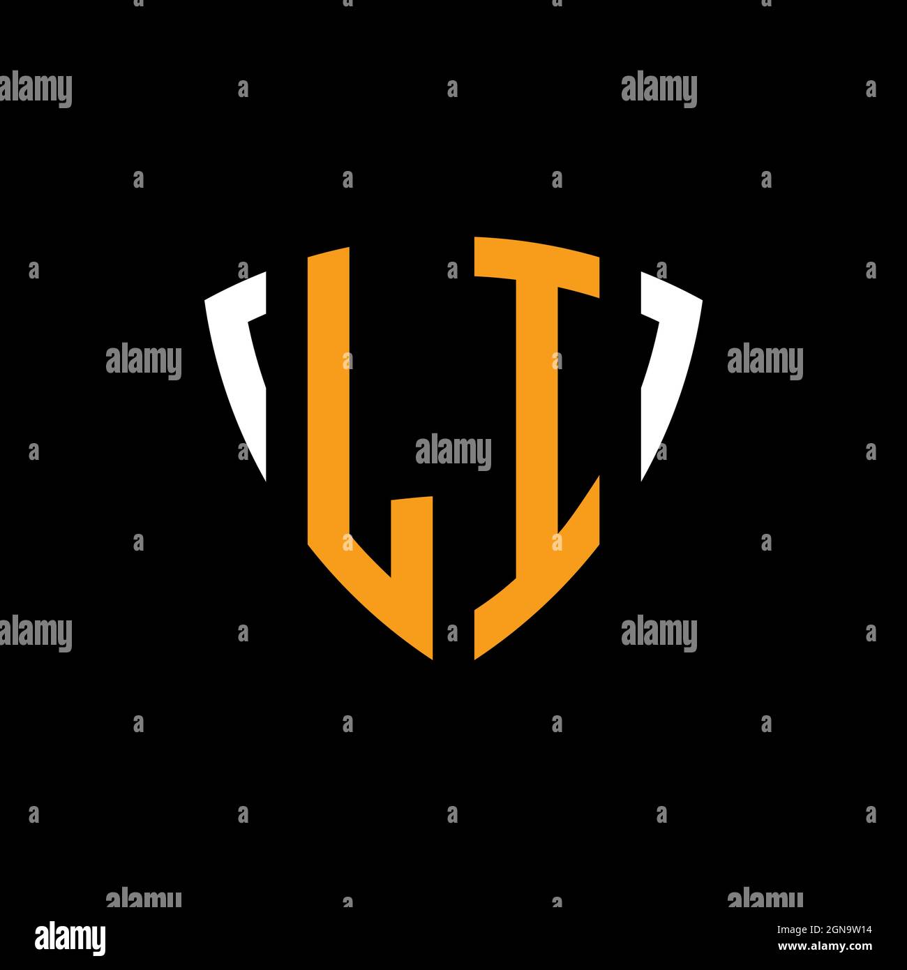 LI logo with shield white orange shape design template isolated on ...
