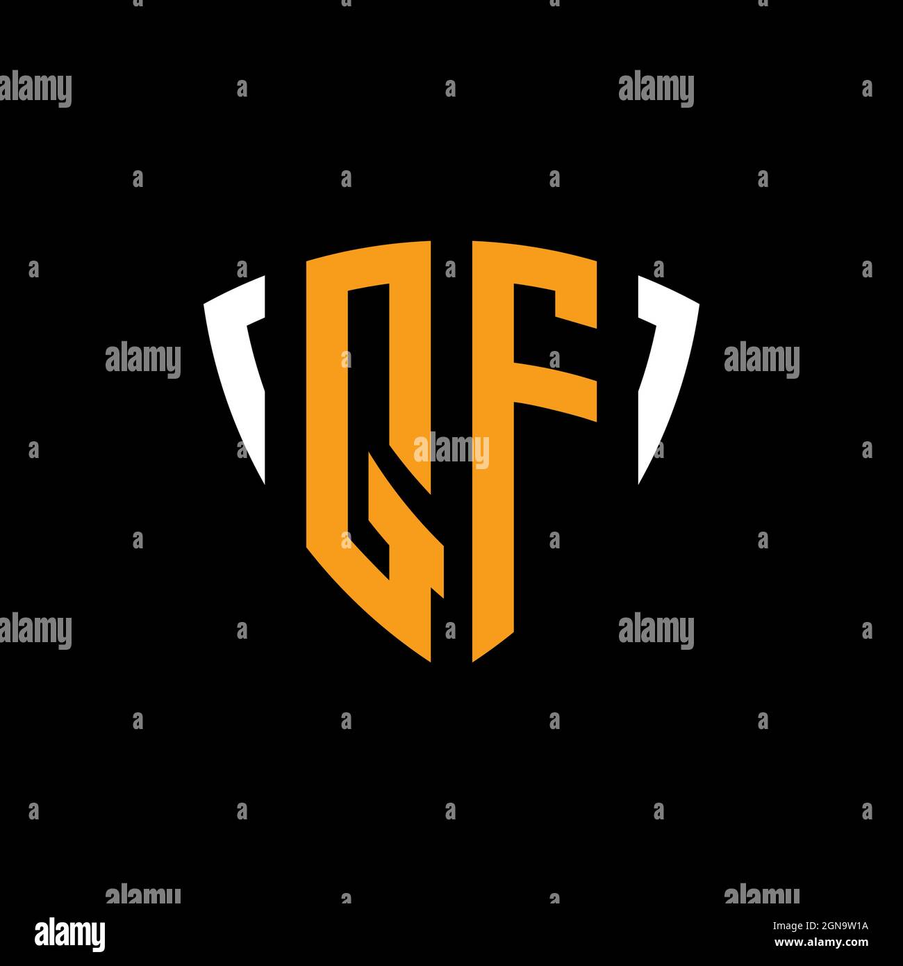 QF logo with shield white orange shape design template isolated on ...