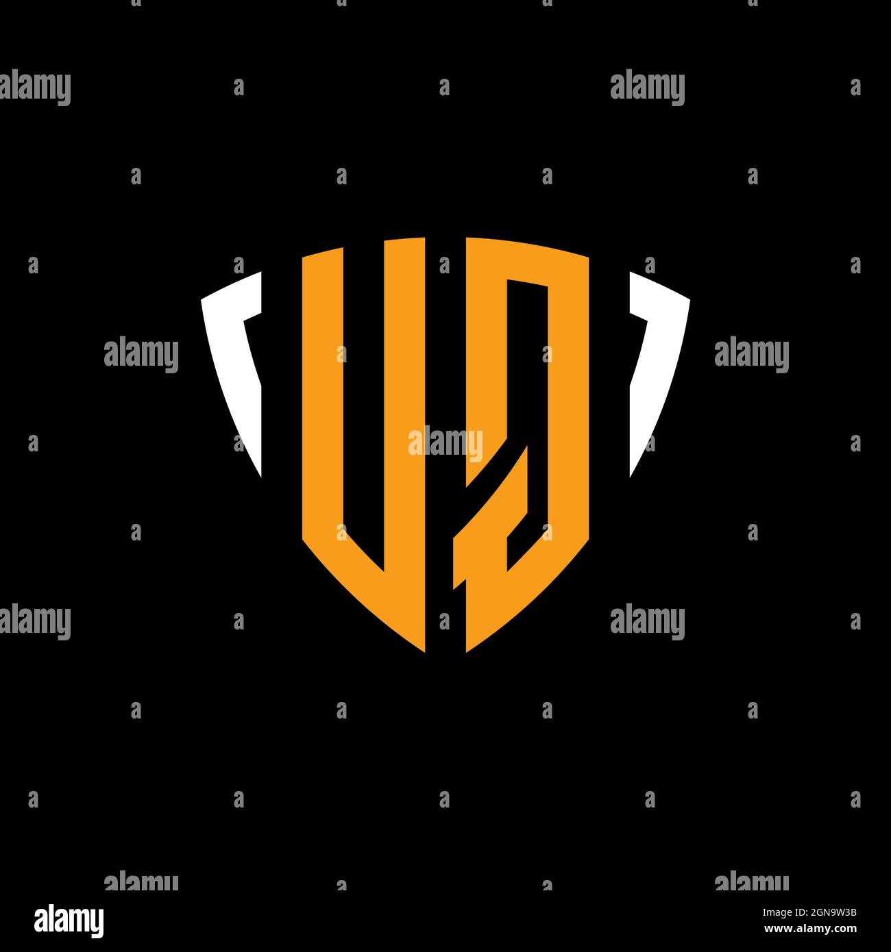 UQ logo with shield white orange shape design template isolated on ...