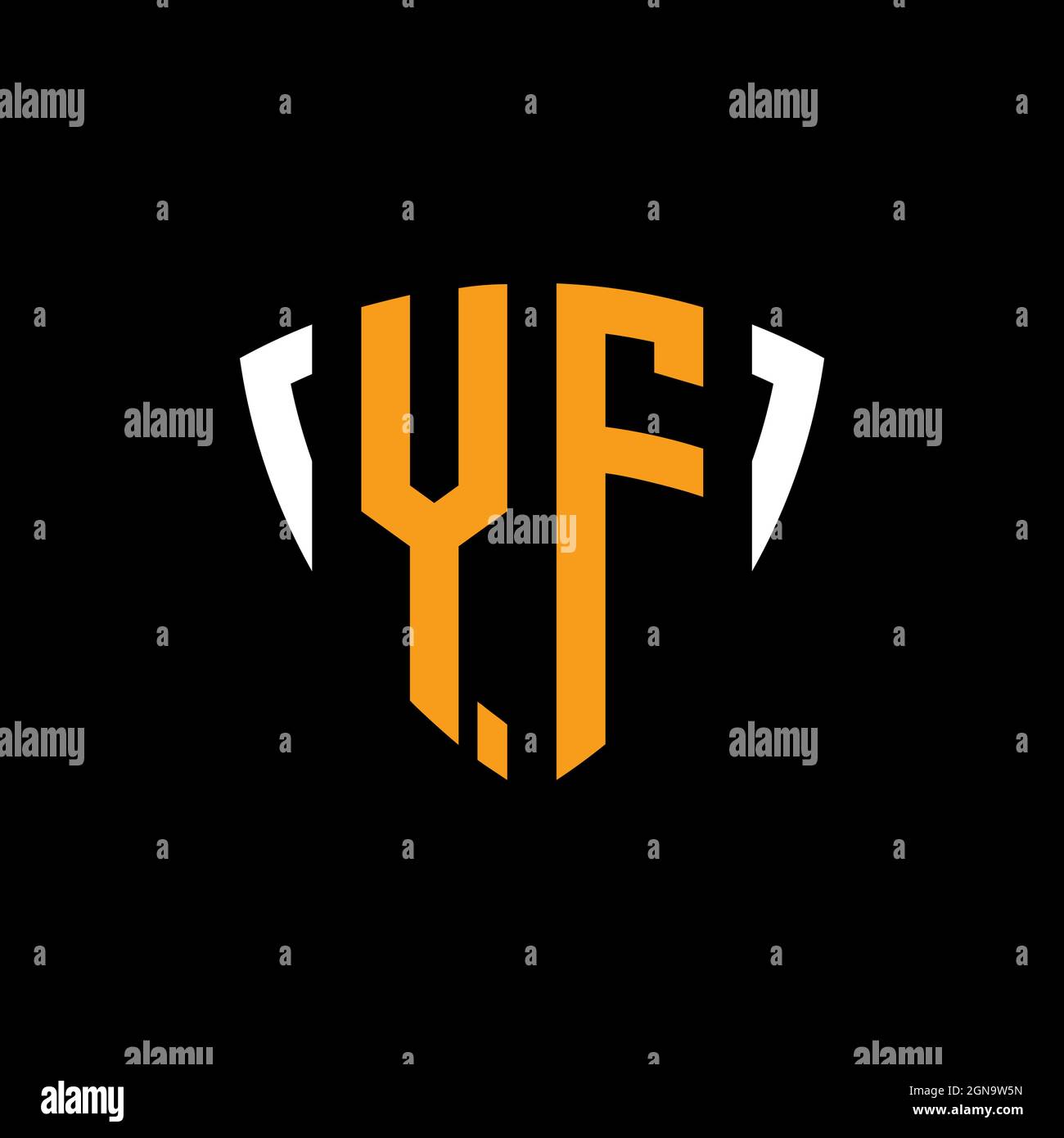 YF logo with shield white orange shape design template isolated on ...