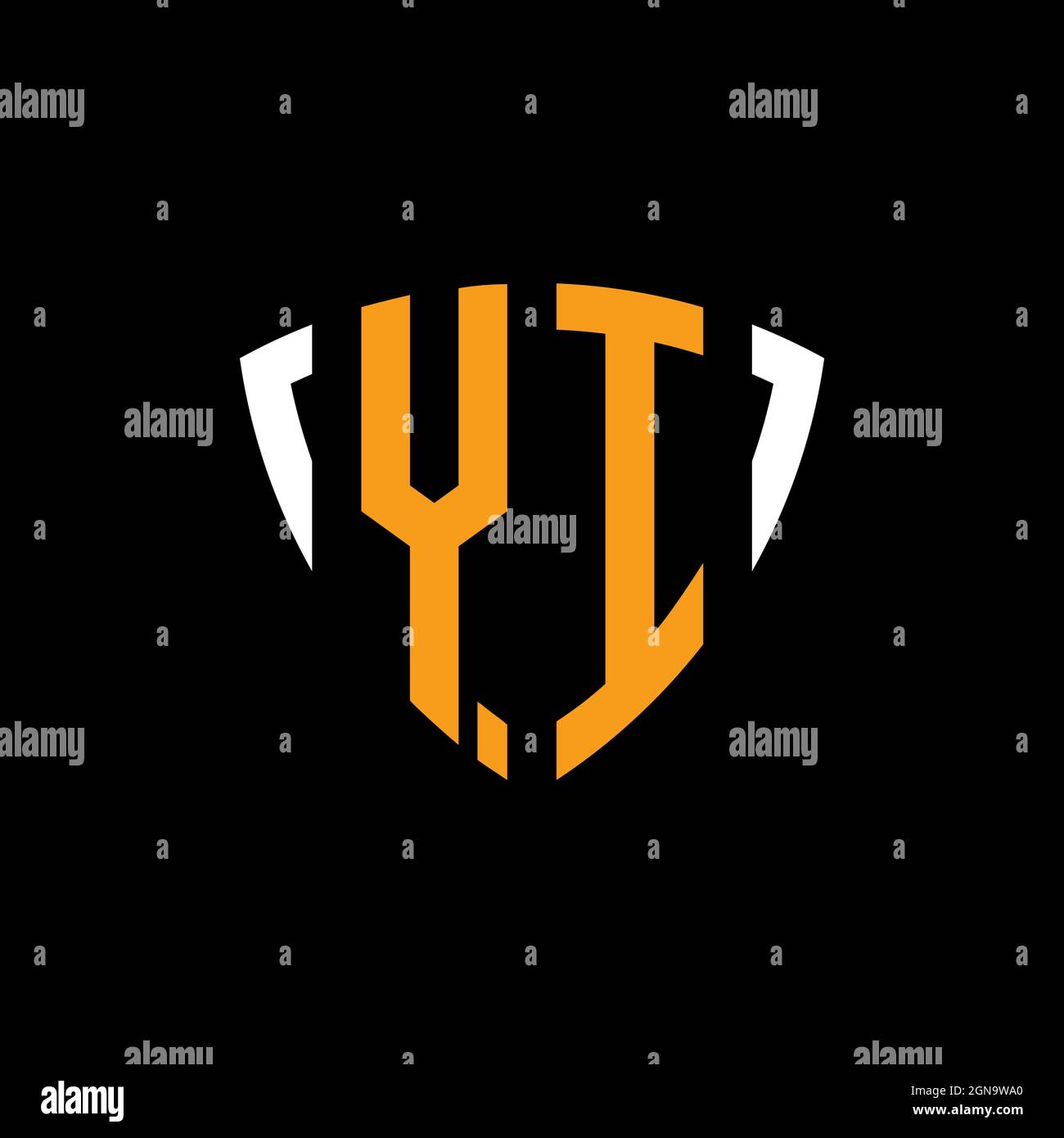 YI logo with shield white orange shape design template isolated on ...