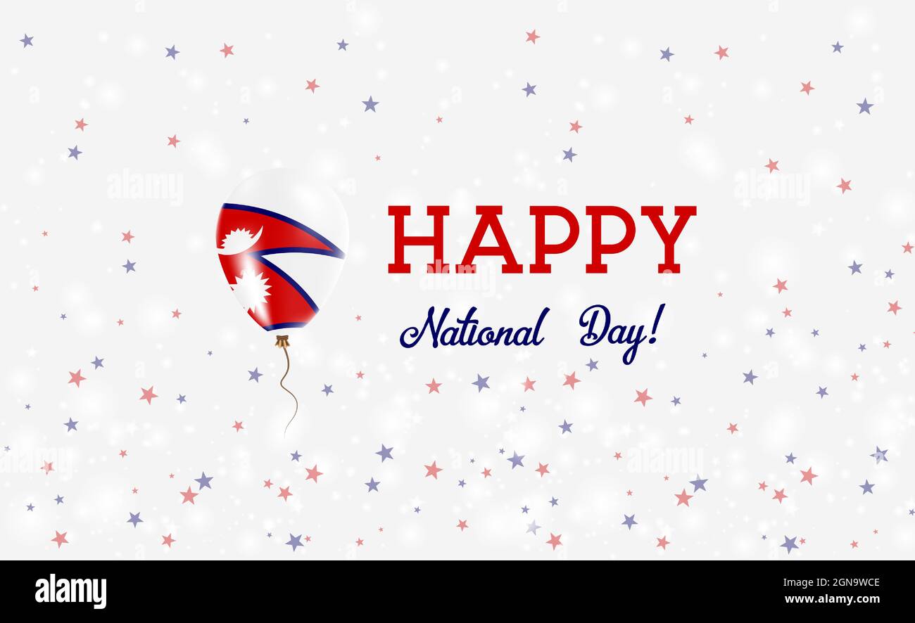 Nepal National Day patriotic poster. Flying Rubber Balloon in Colors of ...