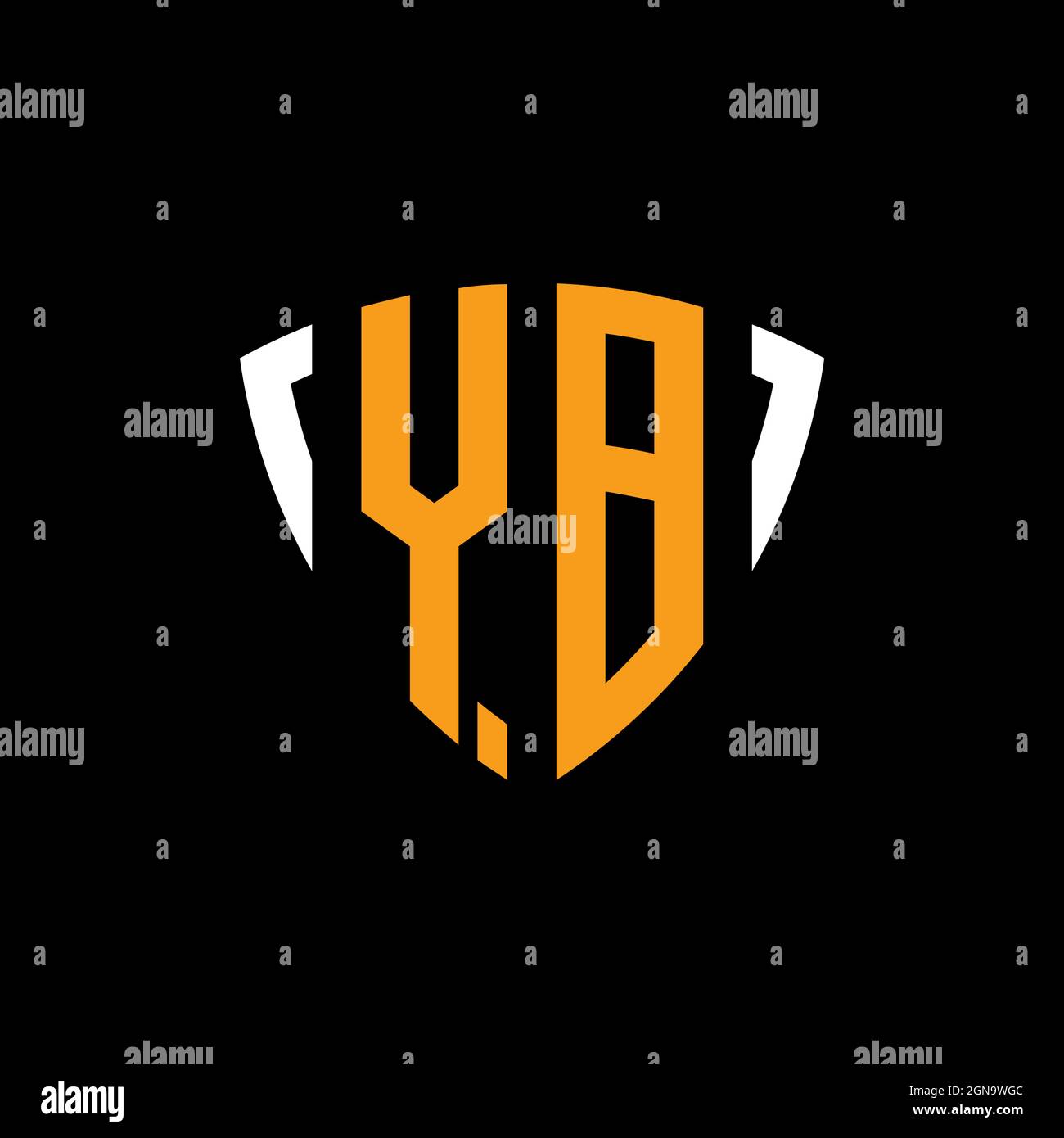 YB logo with shield white orange shape design template isolated on ...