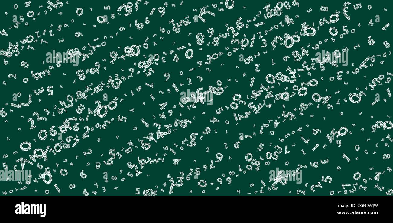 Falling childish chalk numbers. Math study concept with flying digits ...