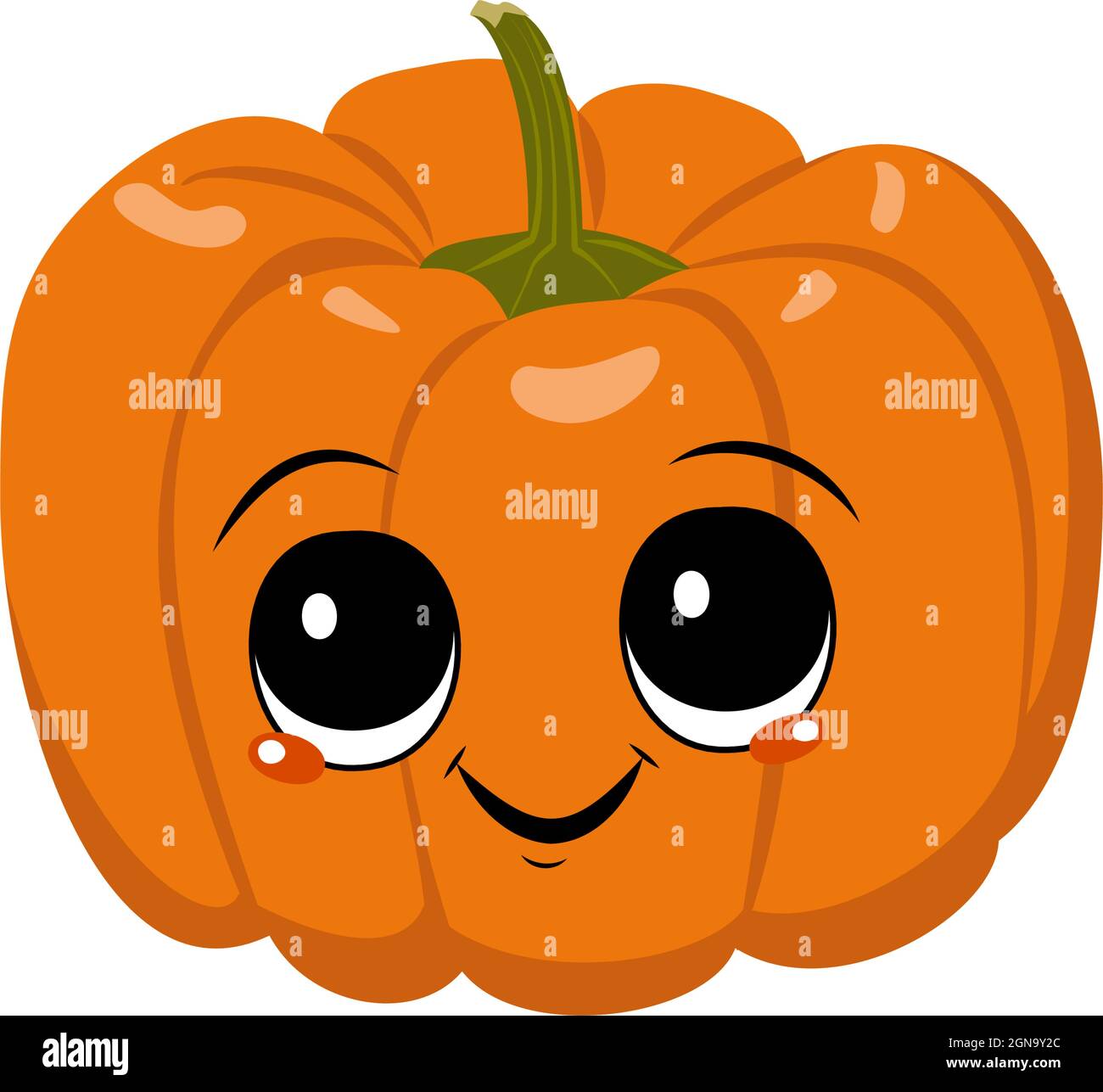 Cute pumpkin character with joy emotions, face, big eyes and wide happy ...
