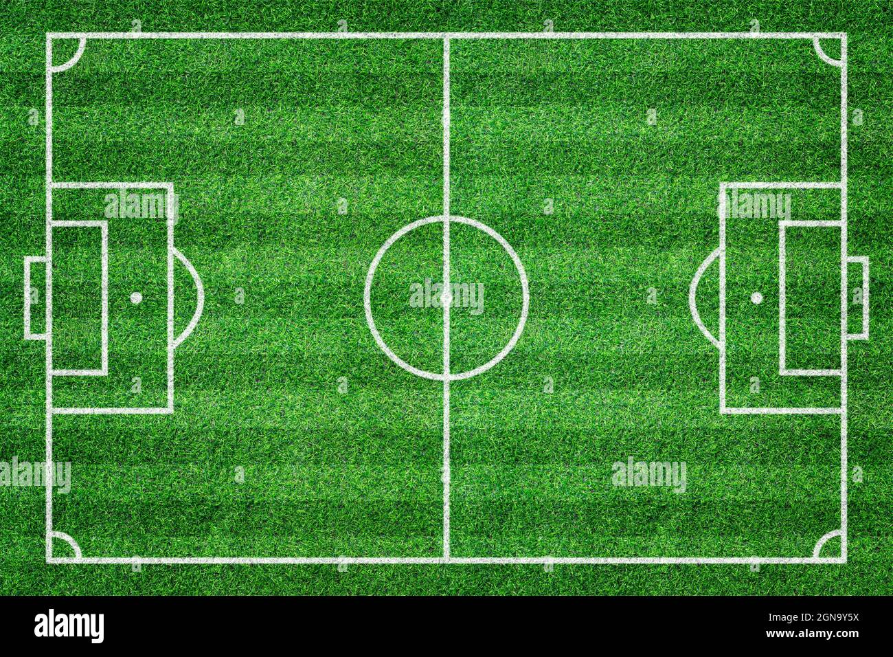 Striped grass soccer or football field. Green lawn court for sport ...