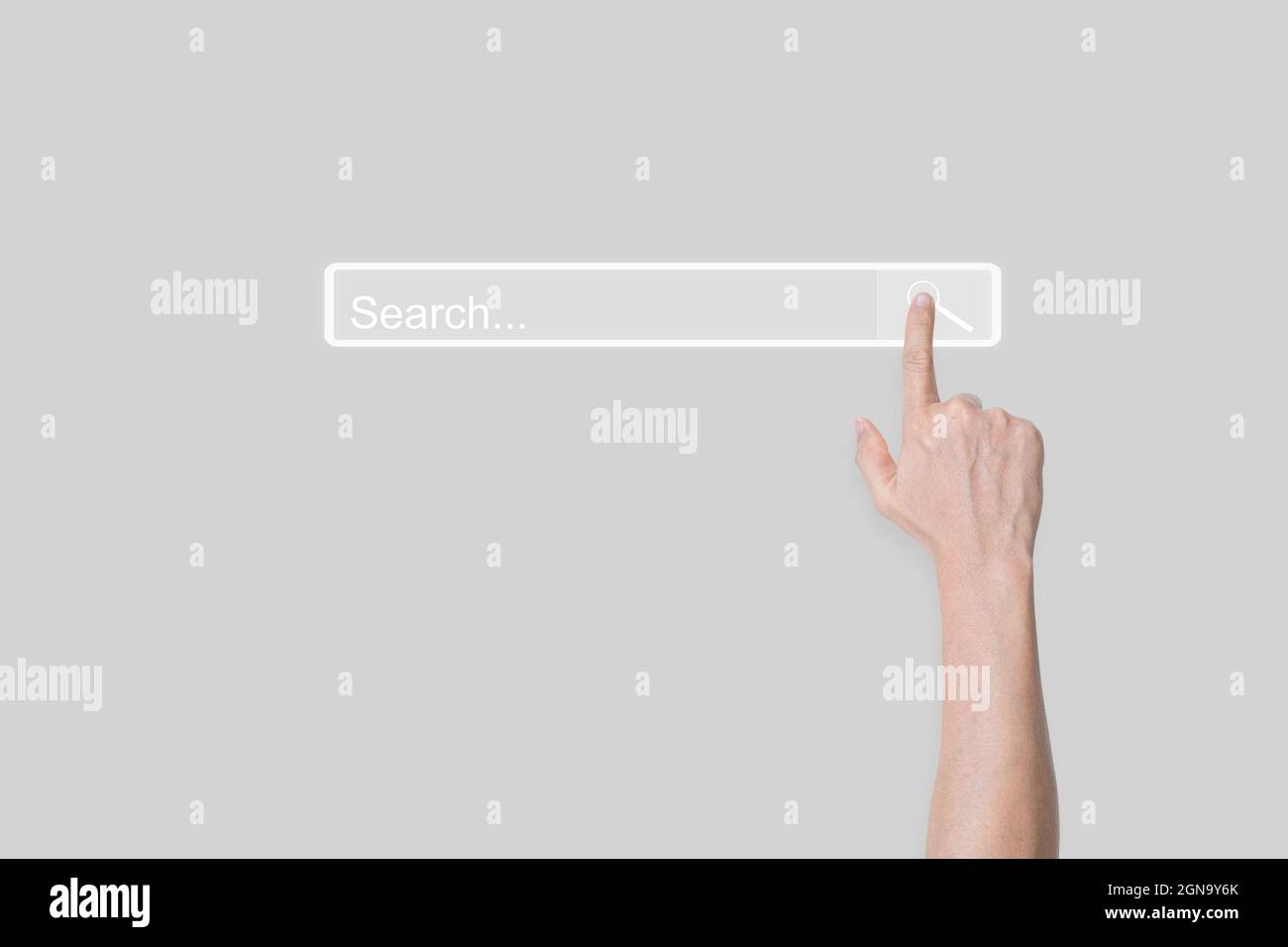Hand click searching browsing internet data information and networking ...