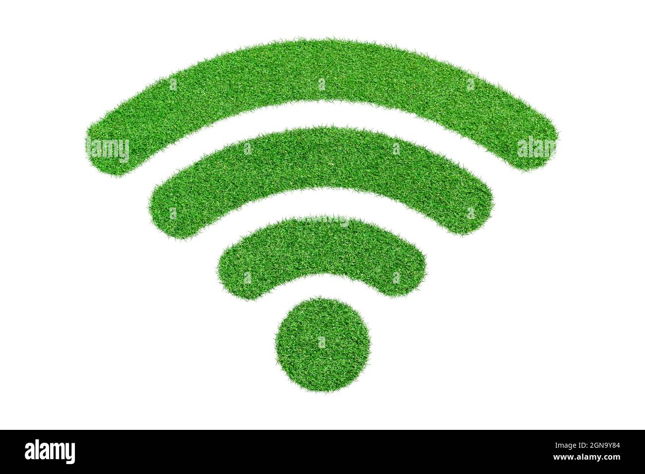 Wi-fi icon covered of green grass isolated on white background Stock ...
