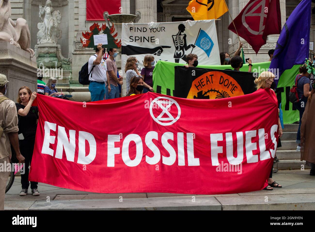 New York, NY, USA. 17th Sep, 2021. Protest outside the library on Fifth ...