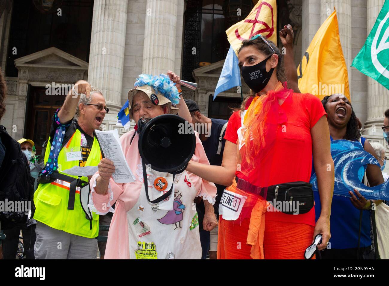 New York, NY, USA. 17th Sep, 2021. Protest outside the library on Fifth ...