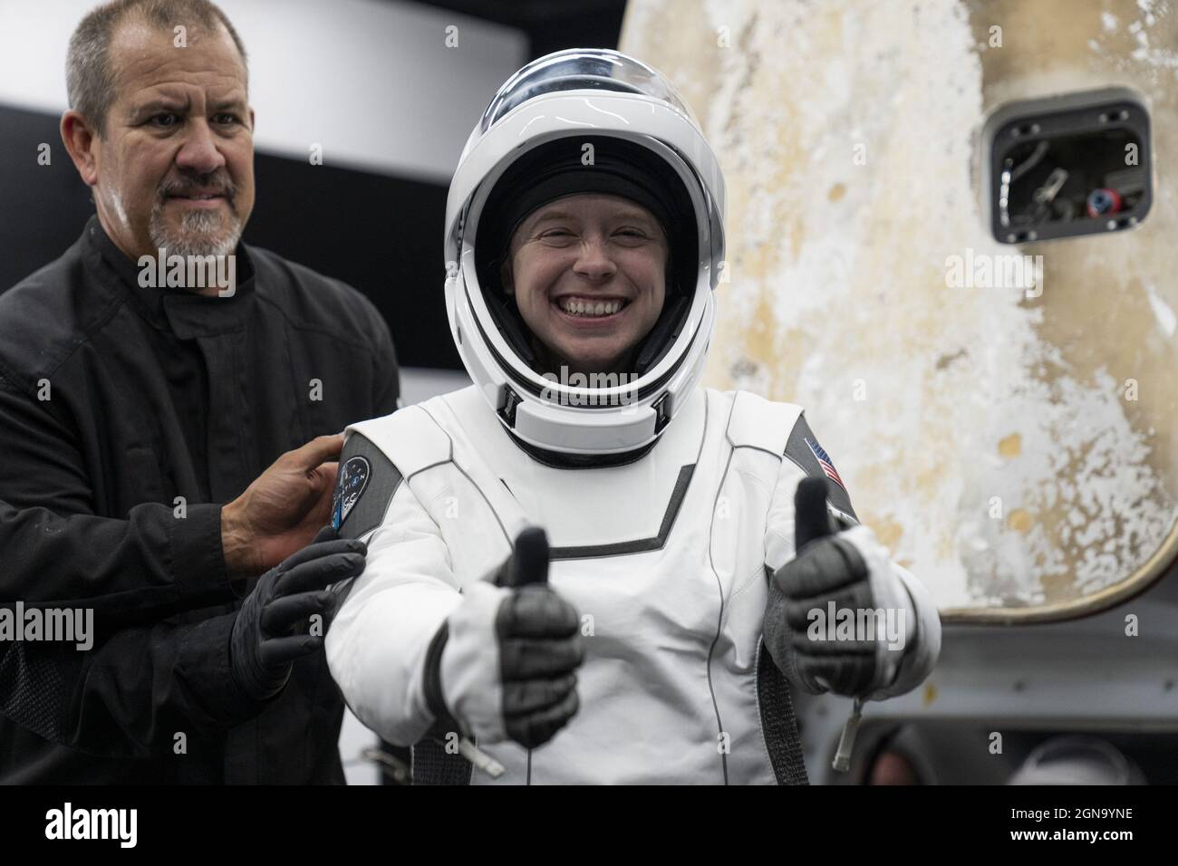 Cape Canaveral, United States. 23rd Sep, 2021. Hayley Arceneaux gives a ...