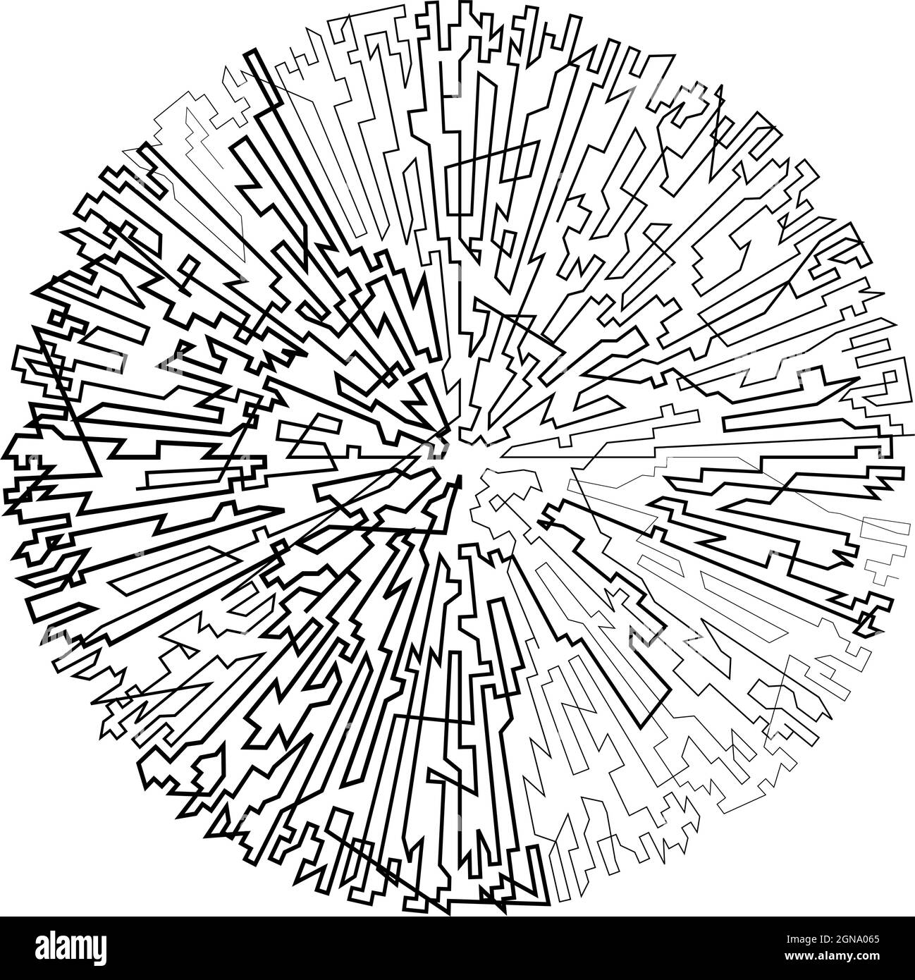 Geometric, random circular element. Abstract angular circle shape ...