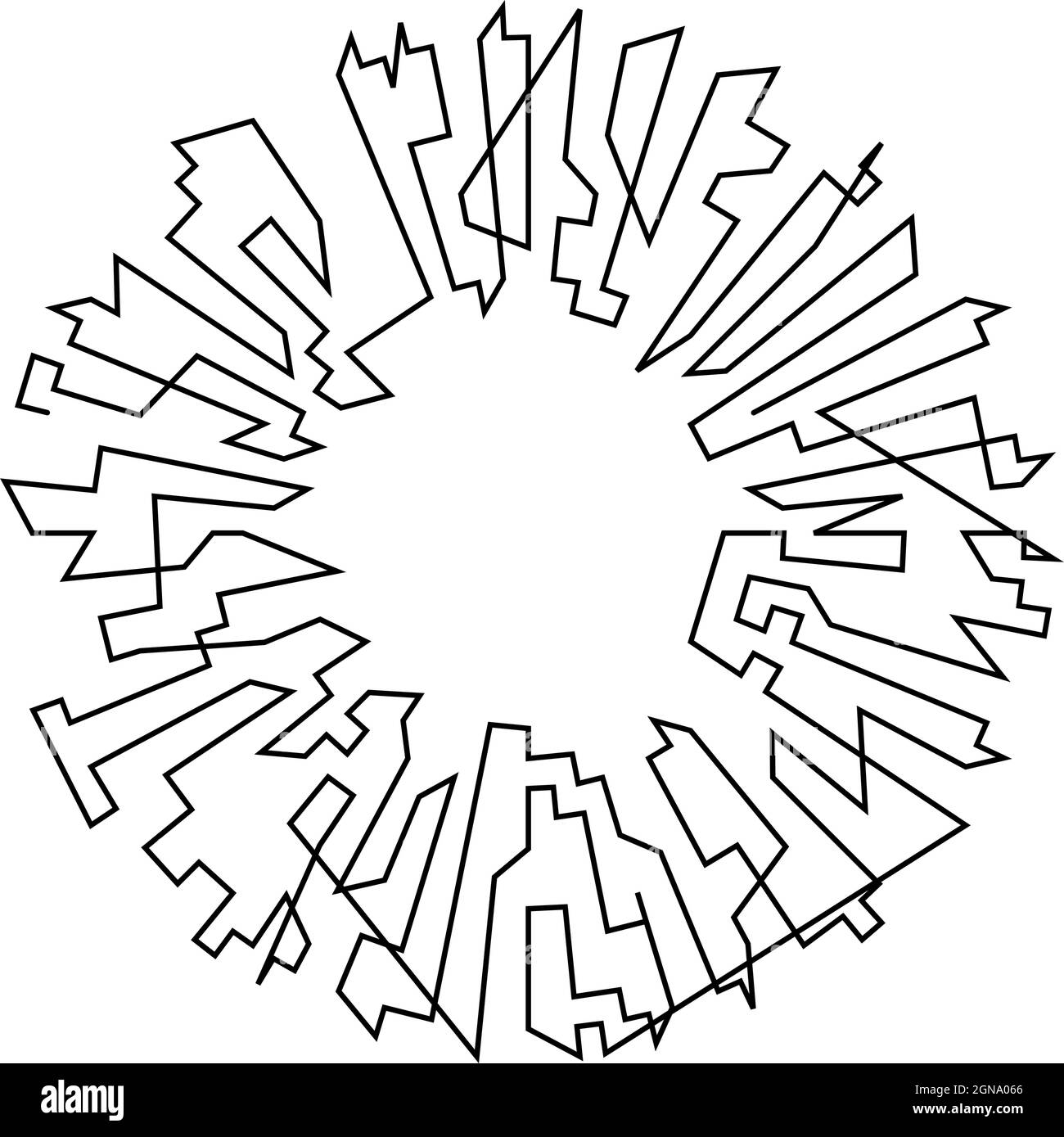 Geometric, random circular element. Abstract angular circle shape ...