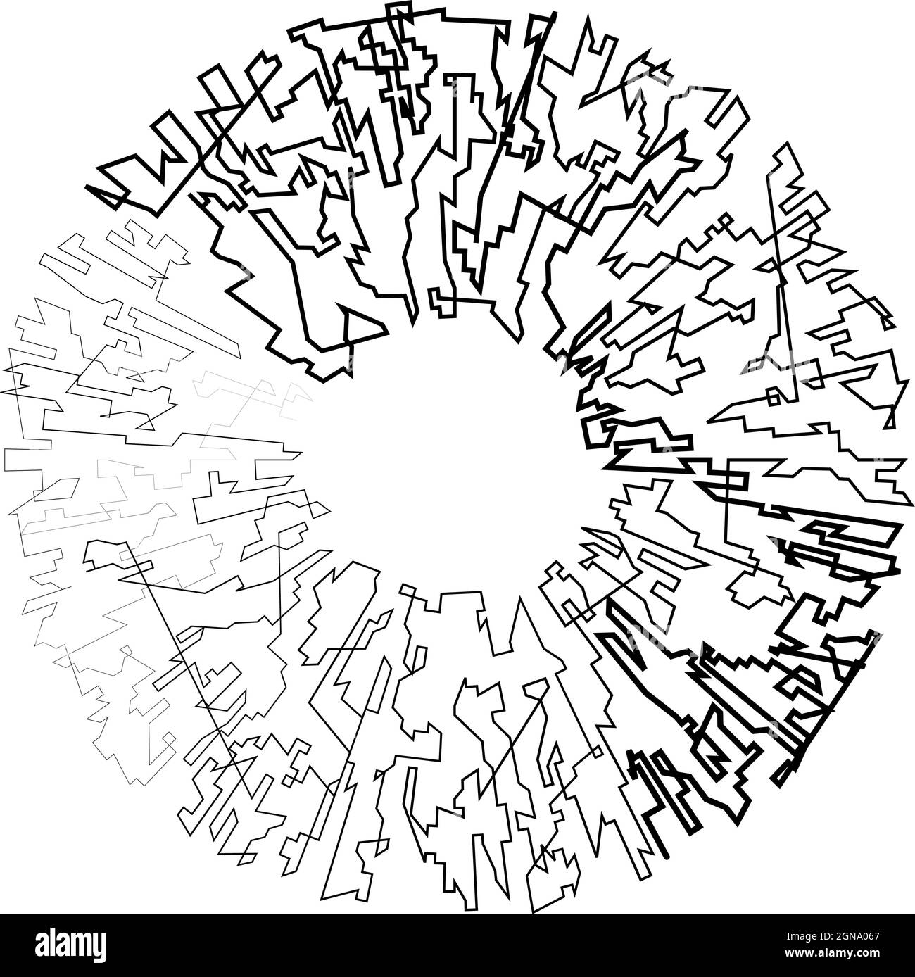 Geometric, random circular element. Abstract angular circle shape ...