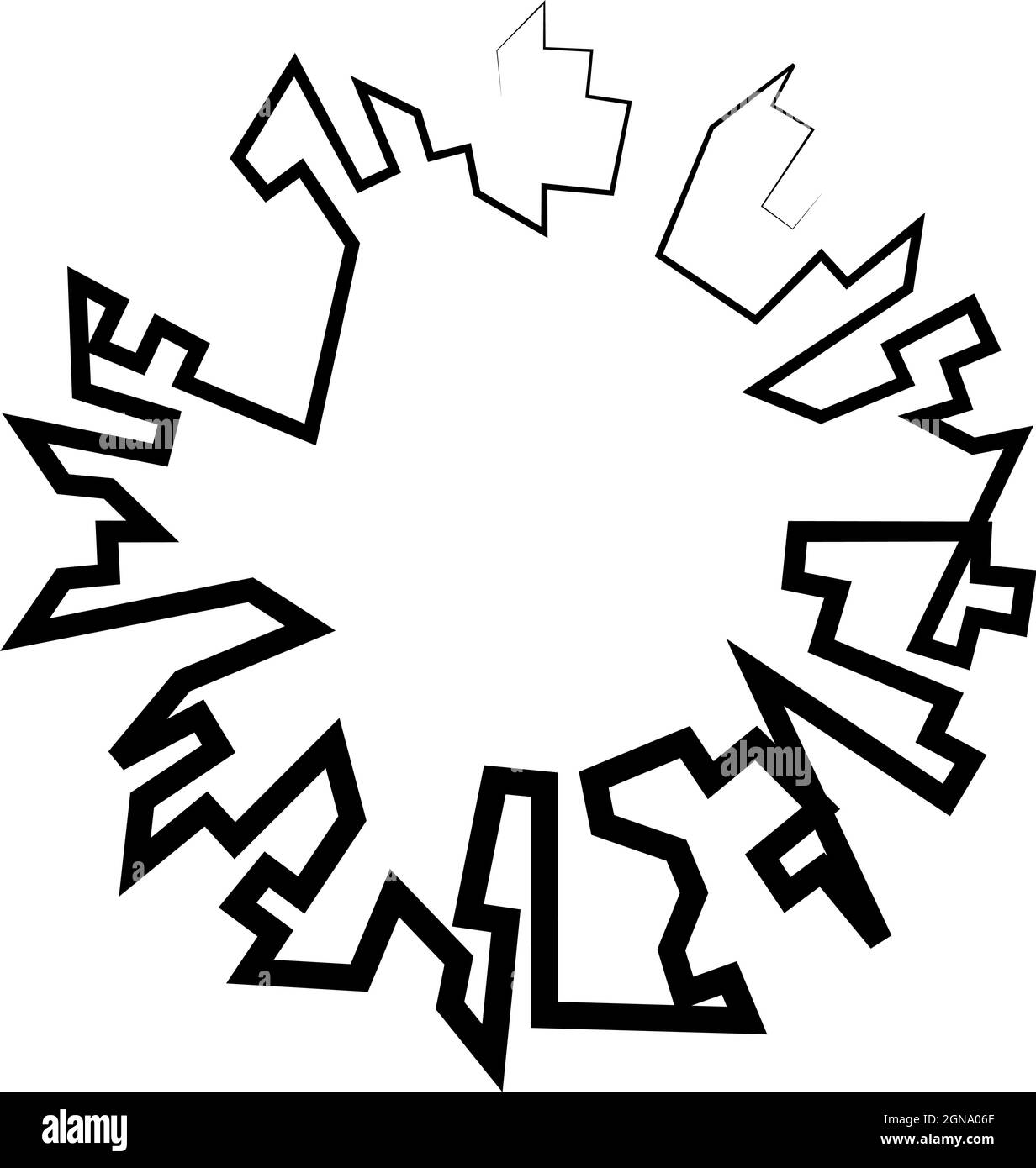 Geometric, random circular element. Abstract angular circle shape ...