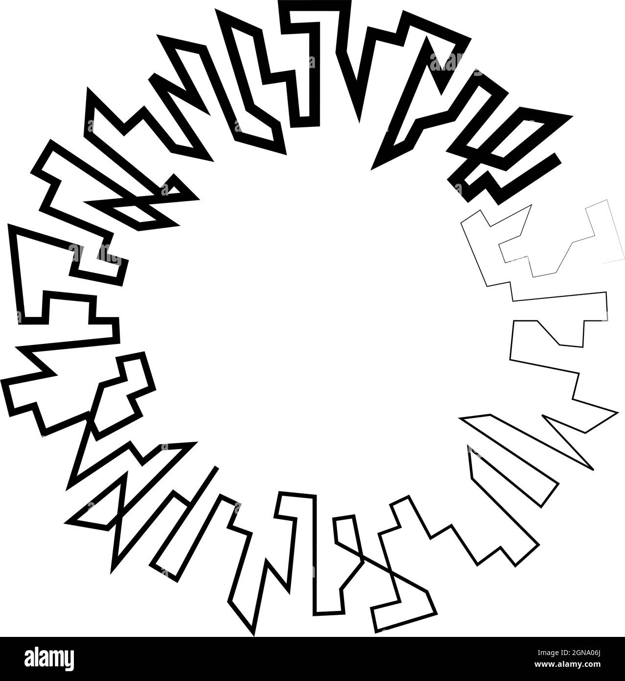 Geometric, random circular element. Abstract angular circle shape ...