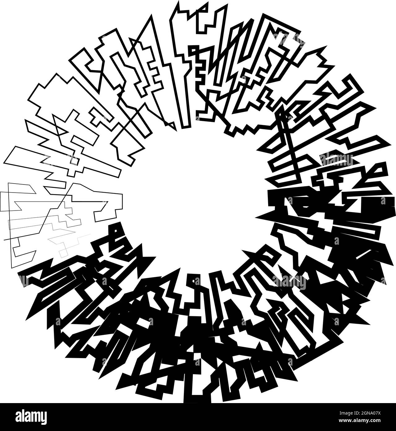 Geometric, random circular element. Abstract angular circle shape ...