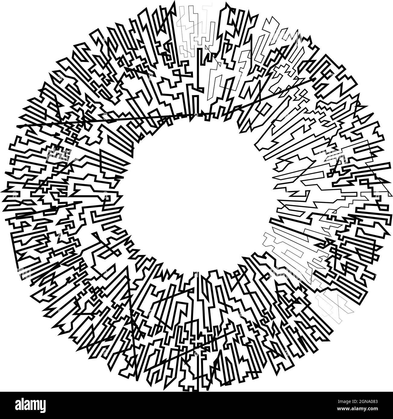 Geometric, random circular element. Abstract angular circle shape ...