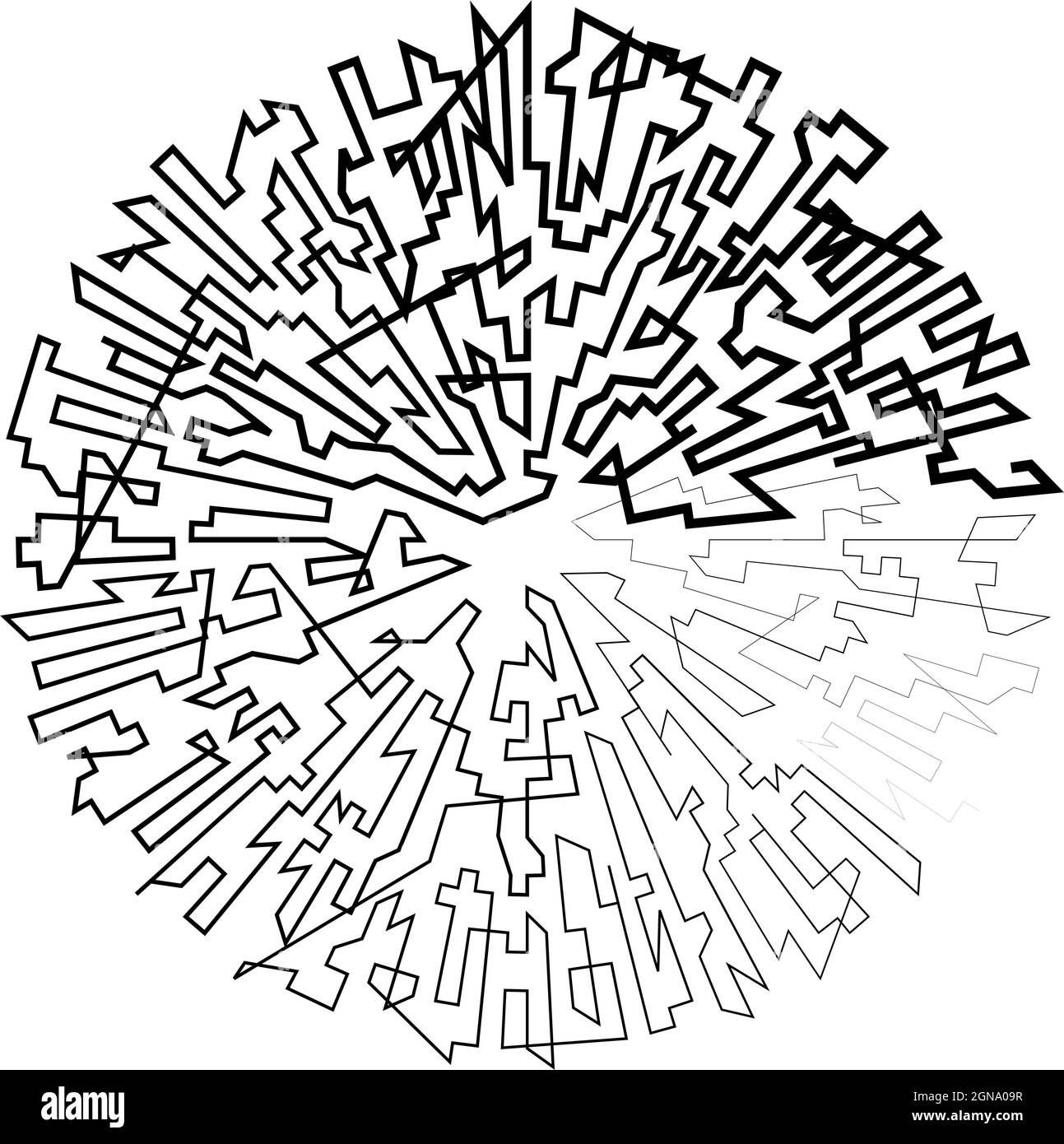 Geometric, random circular element. Abstract angular circle shape ...