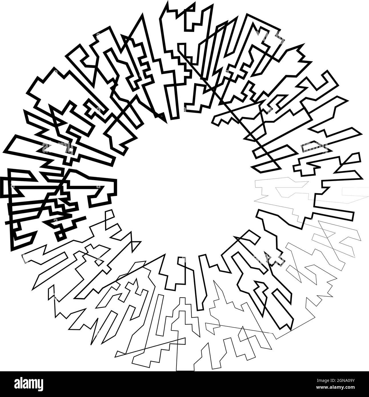 Geometric, random circular element. Abstract angular circle shape ...