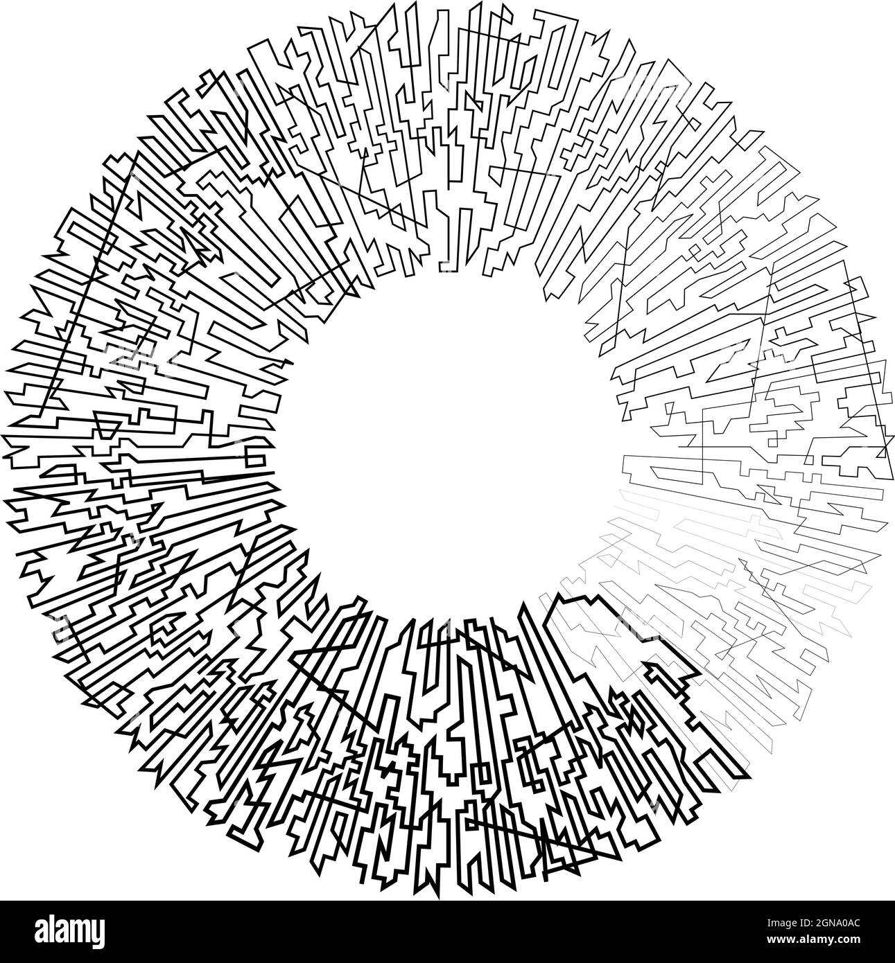 Geometric, random circular element. Abstract angular circle shape ...