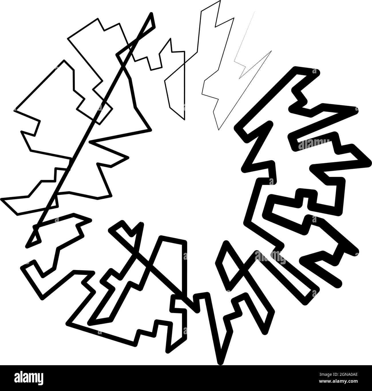 Geometric, random circular element. Abstract angular circle shape ...