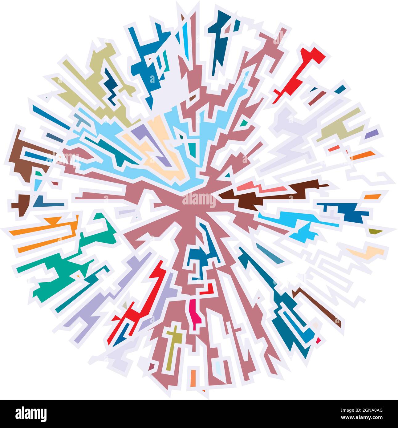 Geometric, random circular element. Abstract angular circle shape ...