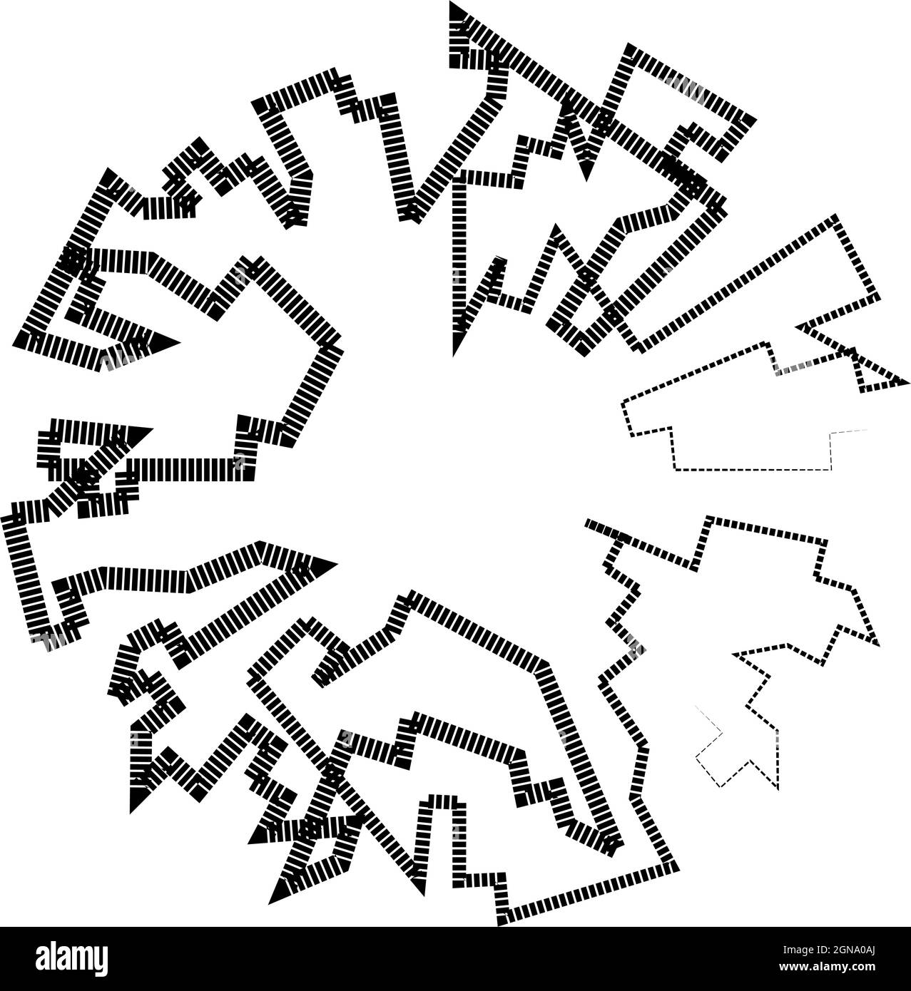 Geometric, random circular element. Abstract angular circle shape ...