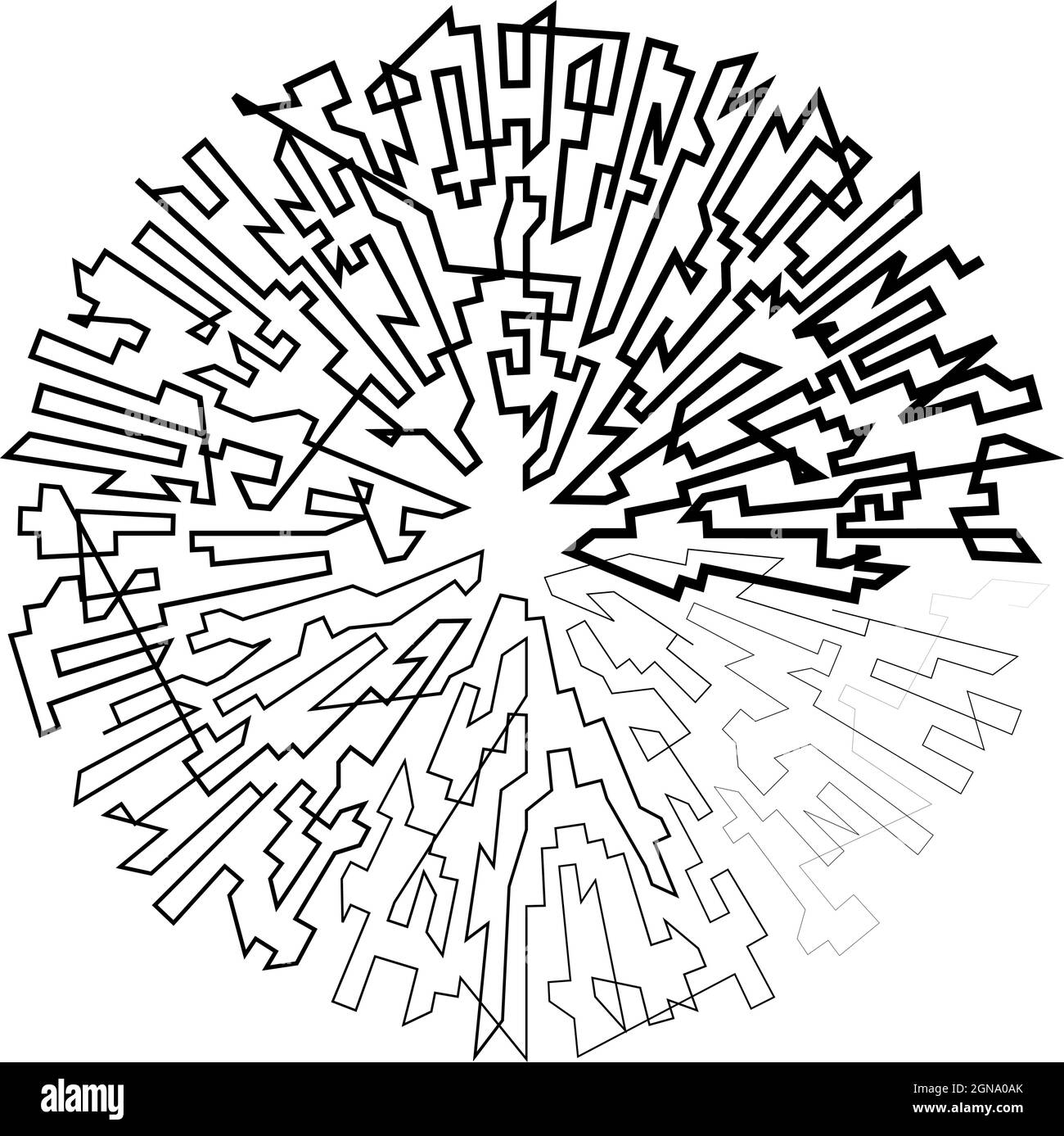 Geometric, random circular element. Abstract angular circle shape ...