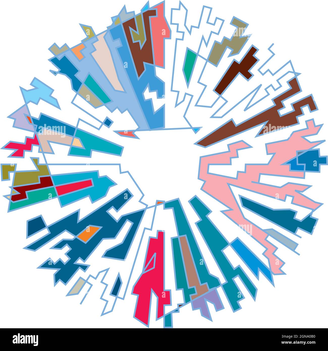 Geometric, random circular element. Abstract angular circle shape ...