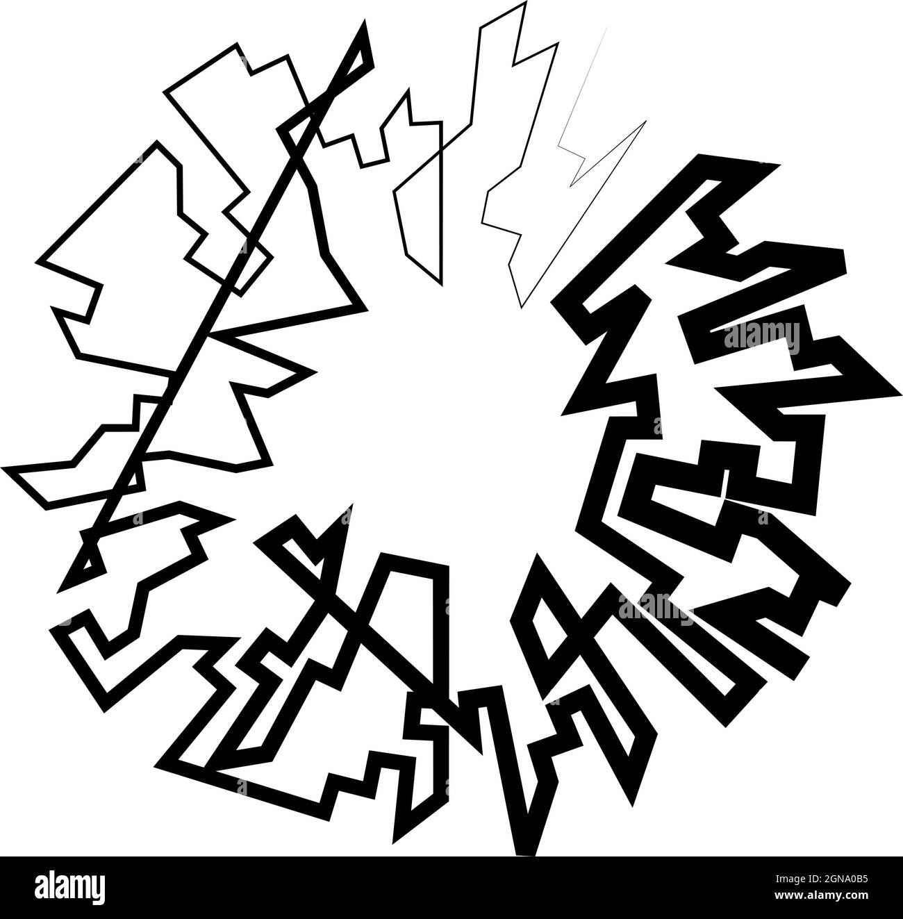 Geometric, random circular element. Abstract angular circle shape ...