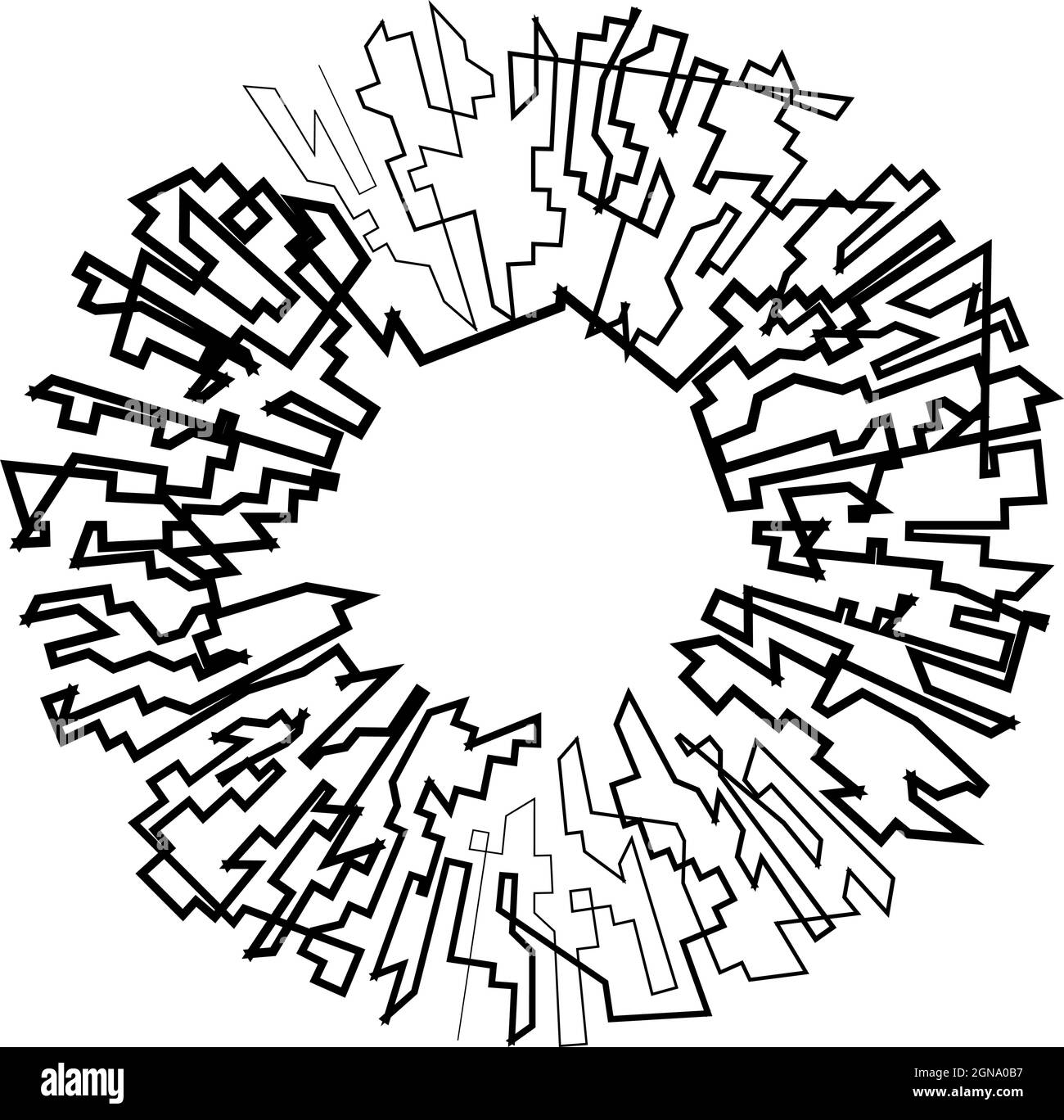 Geometric, random circular element. Abstract angular circle shape ...