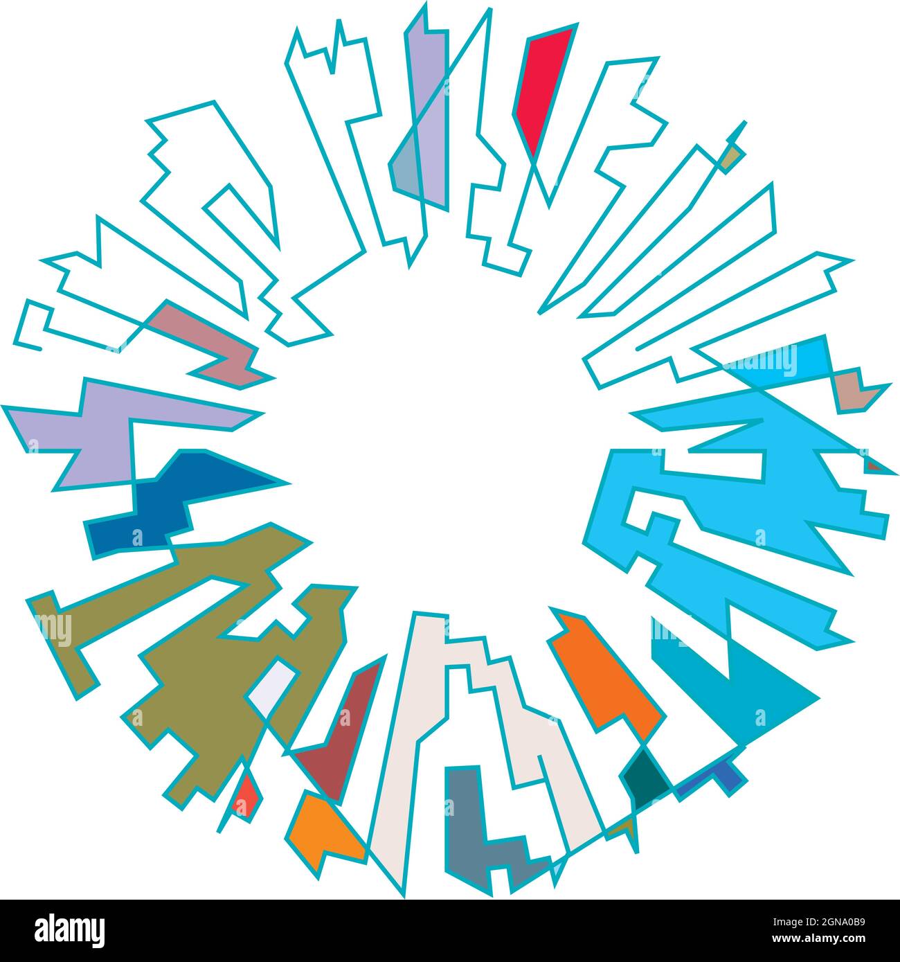 Geometric, random circular element. Abstract angular circle shape ...