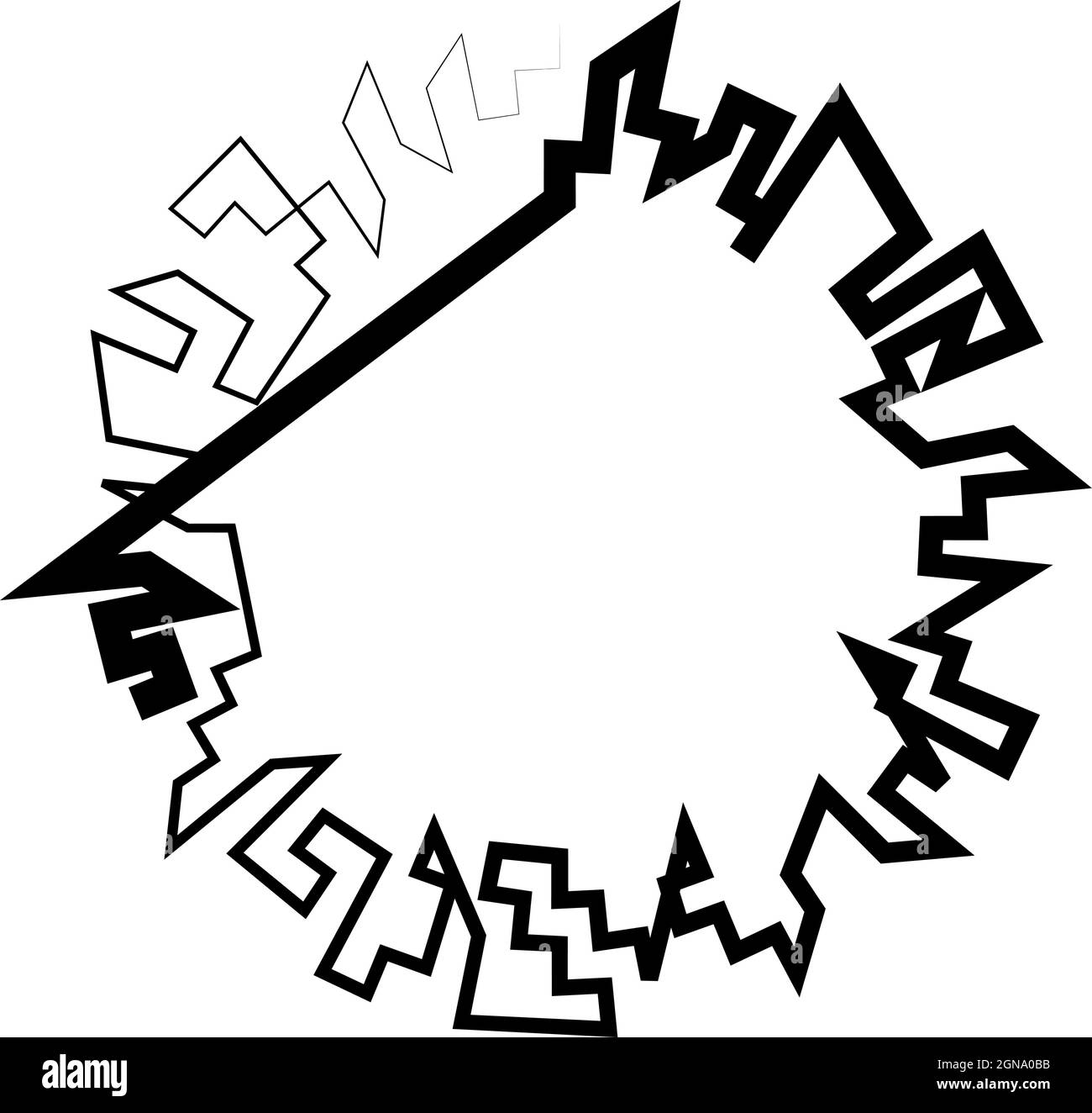 Geometric, random circular element. Abstract angular circle shape ...
