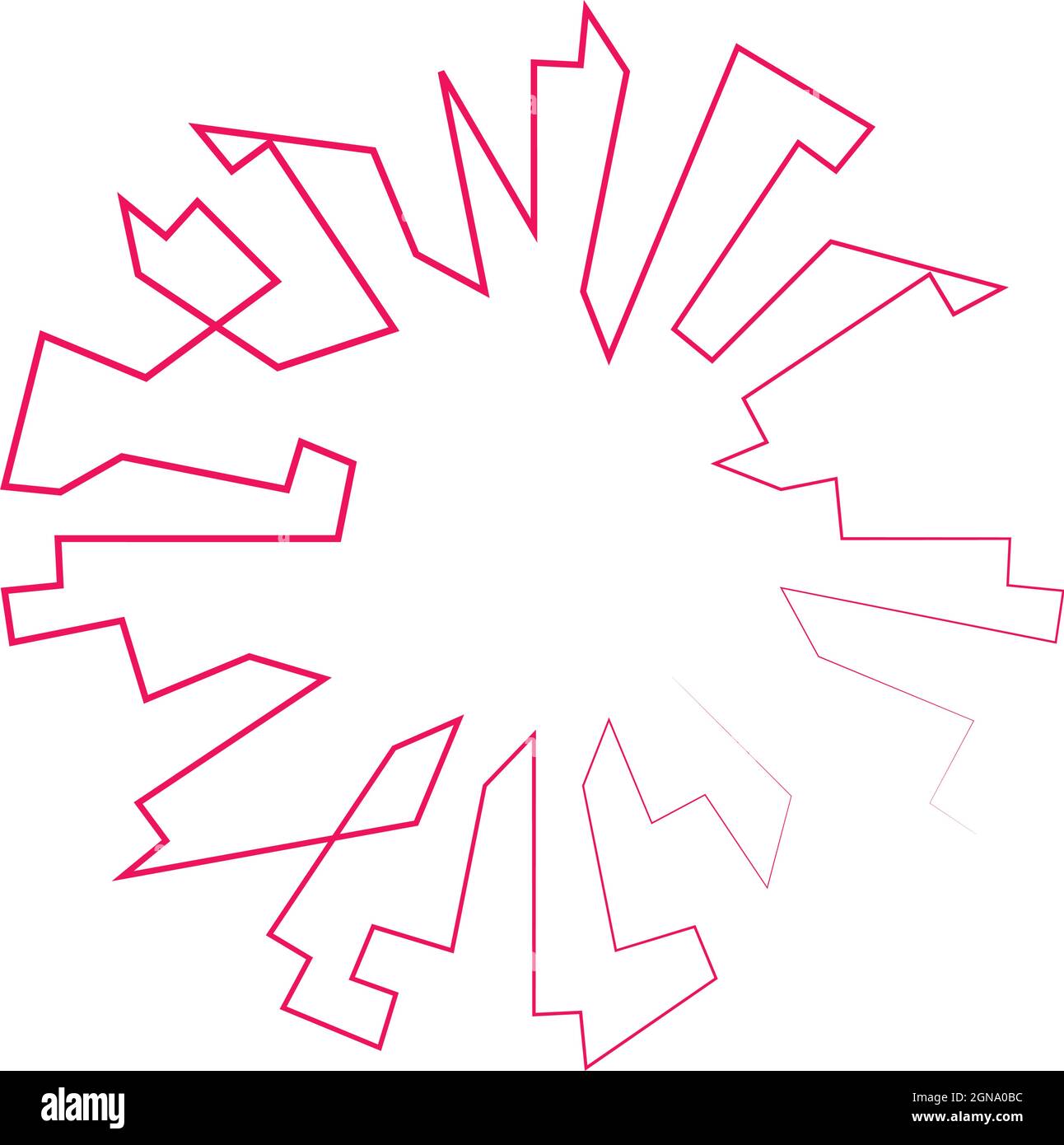 Geometric, random circular element. Abstract angular circle shape ...