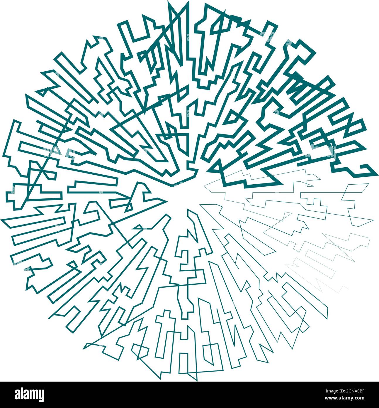 Geometric, random circular element. Abstract angular circle shape ...