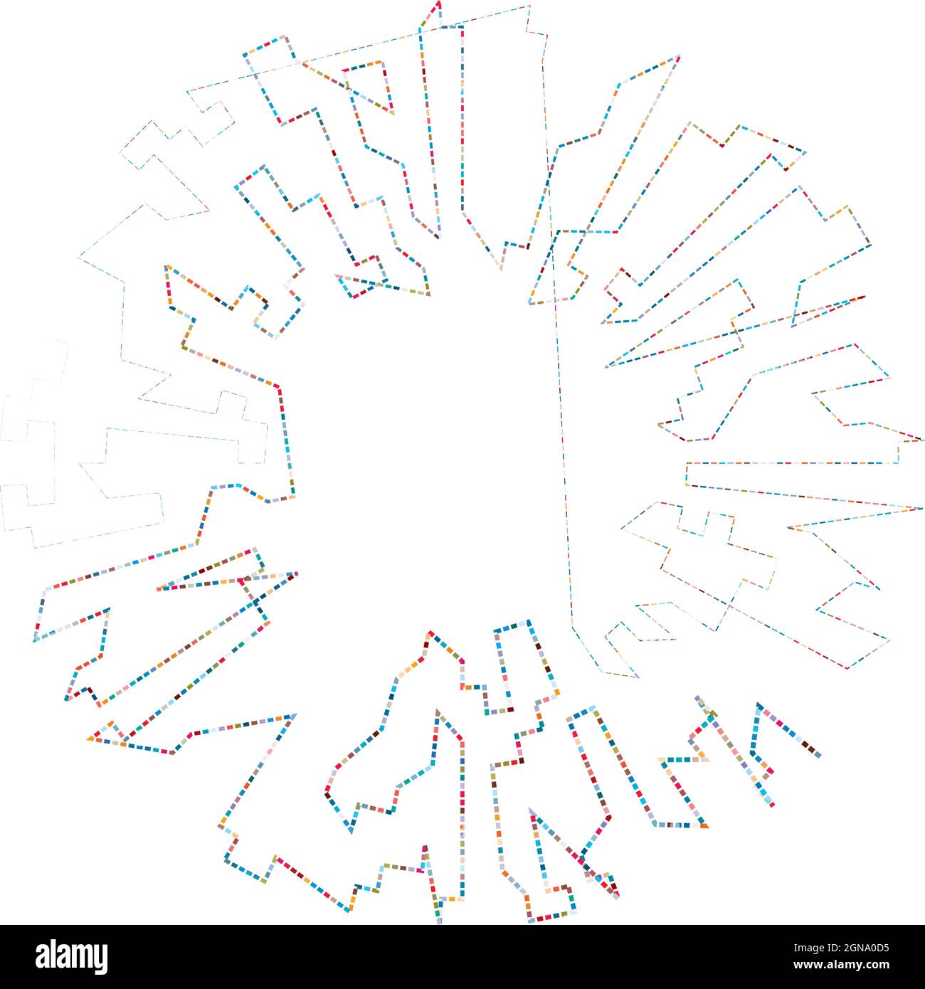 Geometric, random circular element. Abstract angular circle shape ...
