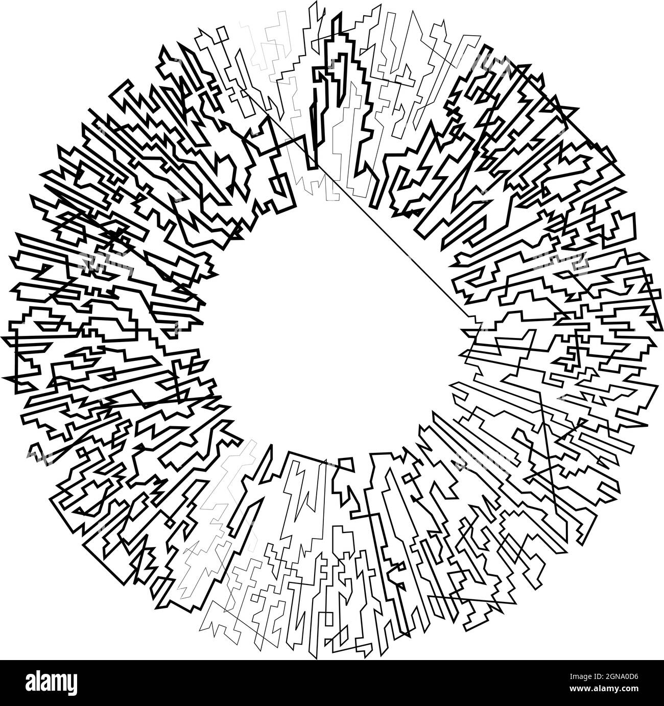 Geometric, random circular element. Abstract angular circle shape ...