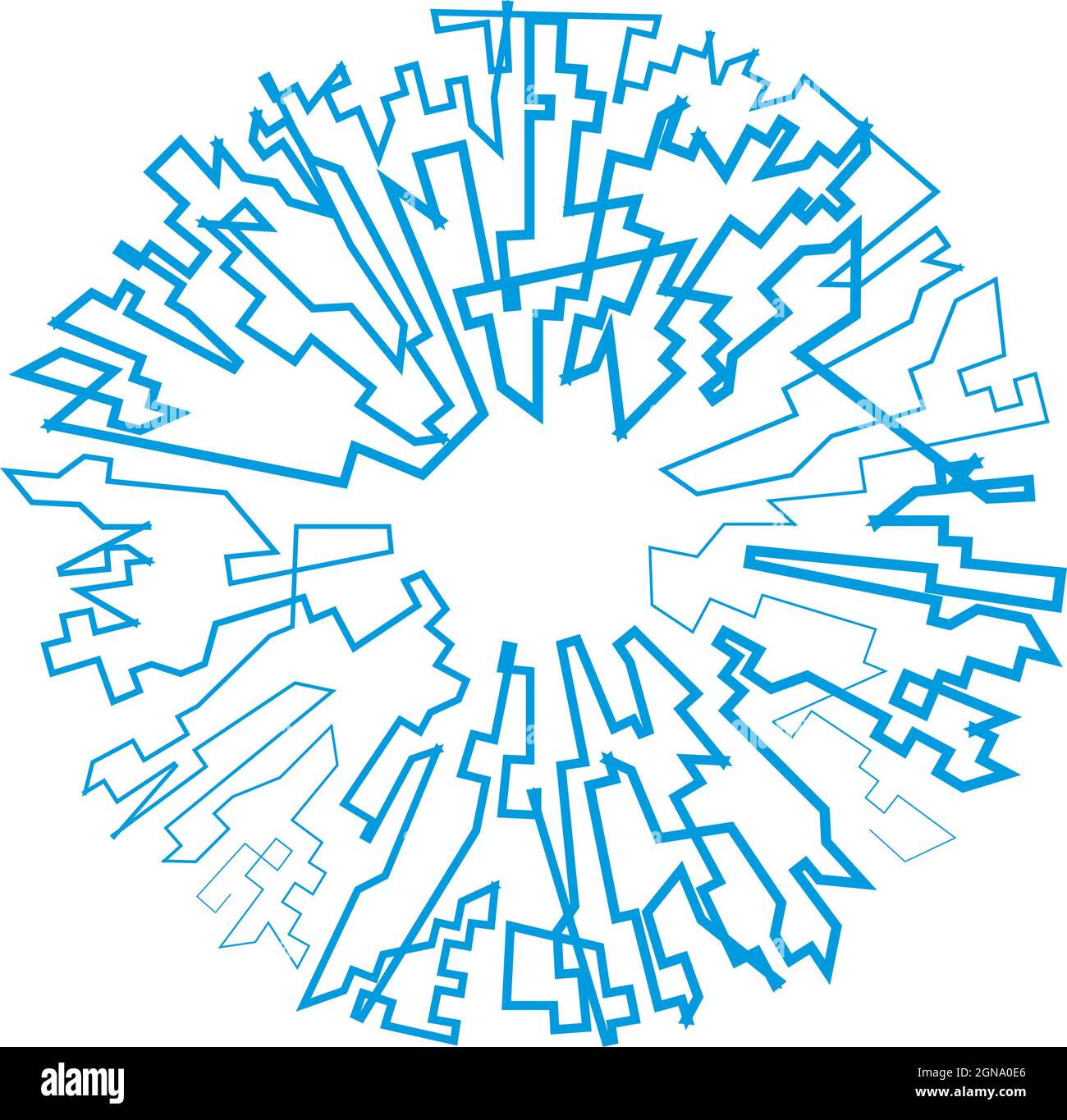 Geometric, random circular element. Abstract angular circle shape ...