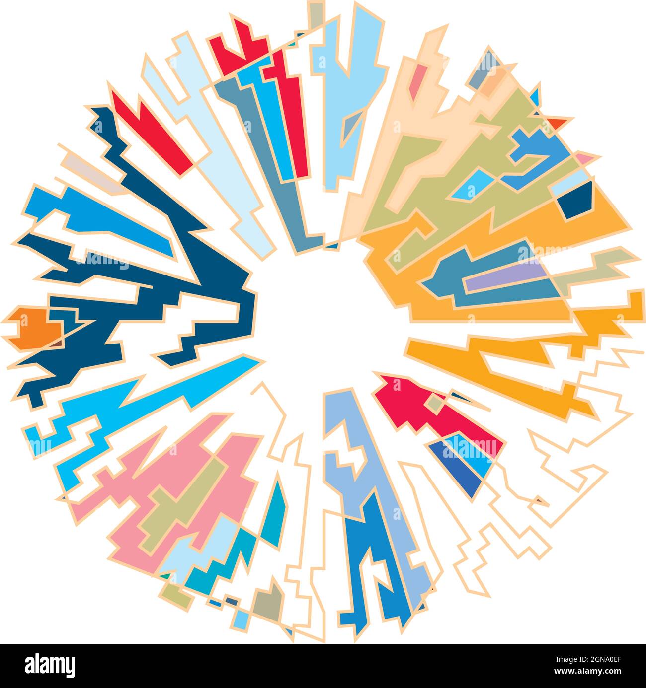 Geometric, random circular element. Abstract angular circle shape ...