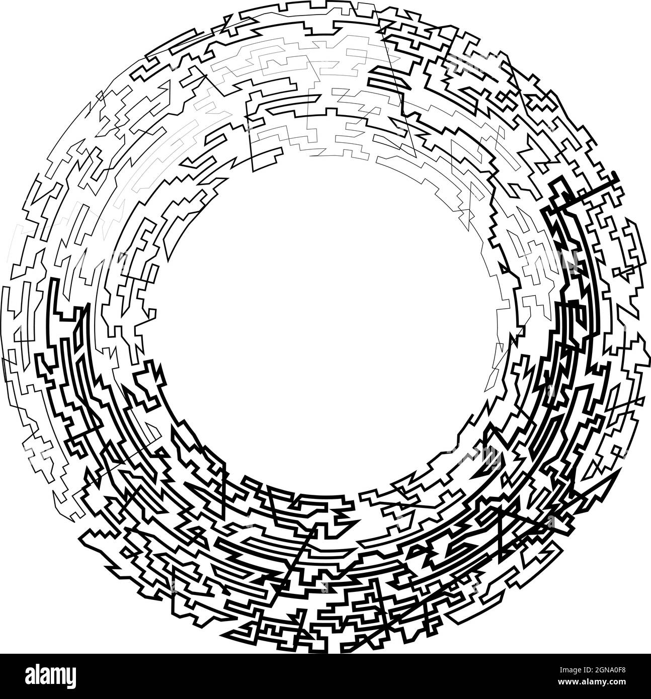 Geometric, random circular element. Abstract angular circle shape ...