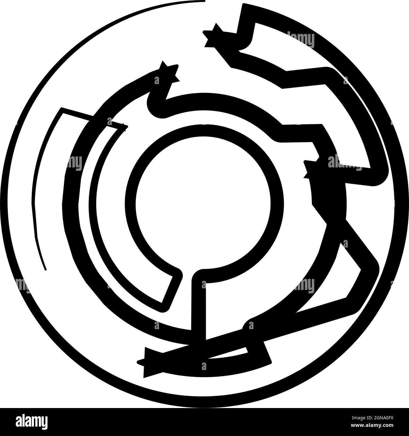 Geometric, random circular element. Abstract angular circle shape ...