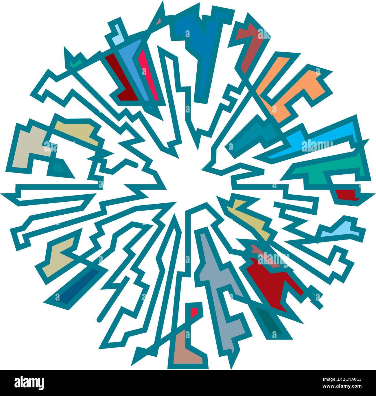 Geometric, random circular element. Abstract angular circle shape ...