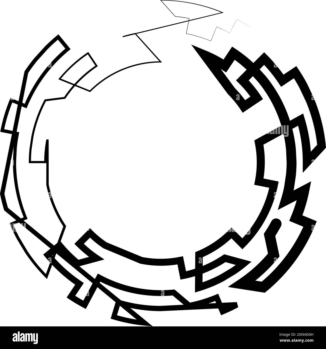 Geometric, random circular element. Abstract angular circle shape ...