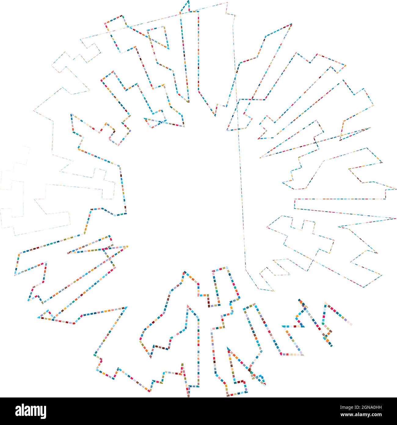 Geometric, random circular element. Abstract angular circle shape ...